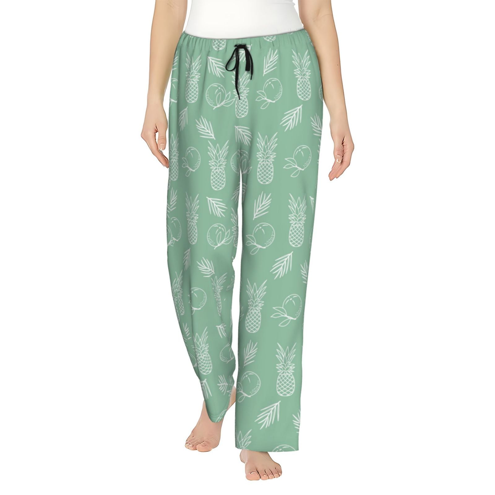 Easygdp Tropical Pineapple Women's Drawstring Pajama Pants | Lounge ...