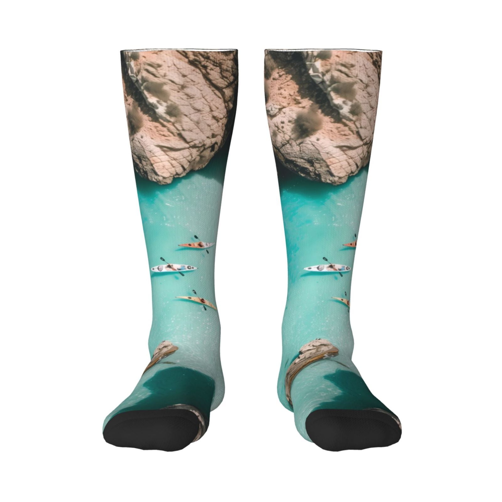 Easygdp Turquoise Beach Kayaking Prints Sport Knee High Socks Soccer ...