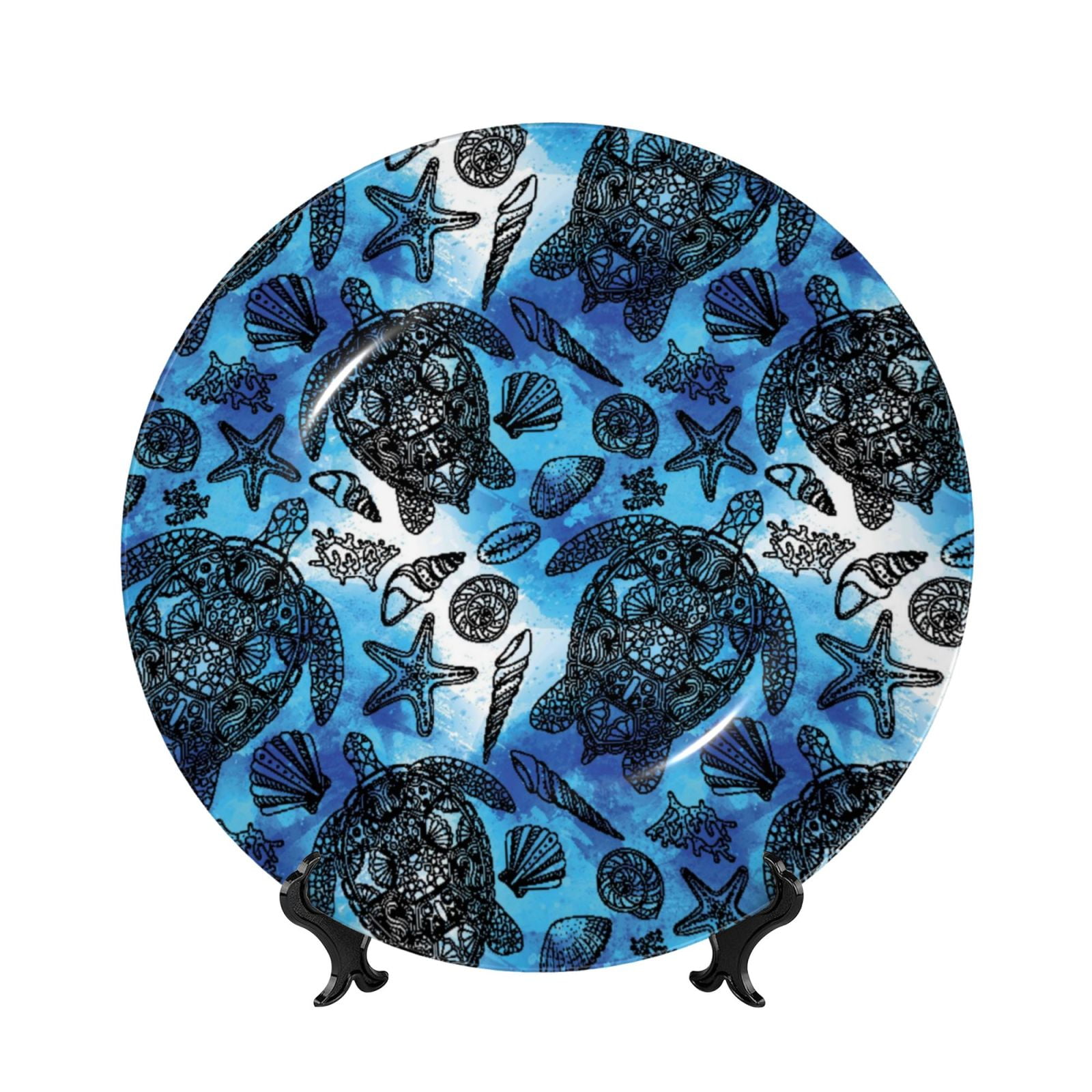 Easygdp Turtle，Shell Algae Starfish Coral Bone China Decorative Plate ...