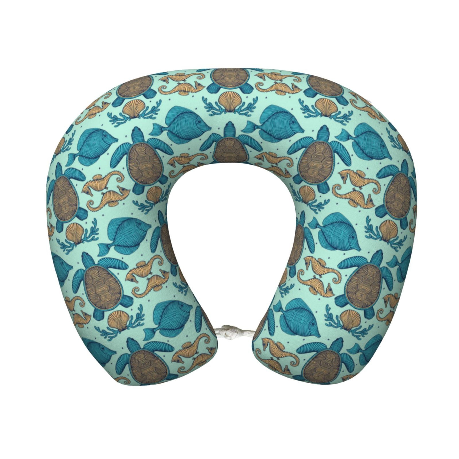 Easygdp Turtles And Seahorses Travel Pillow Memory Foam, Head Neck ...