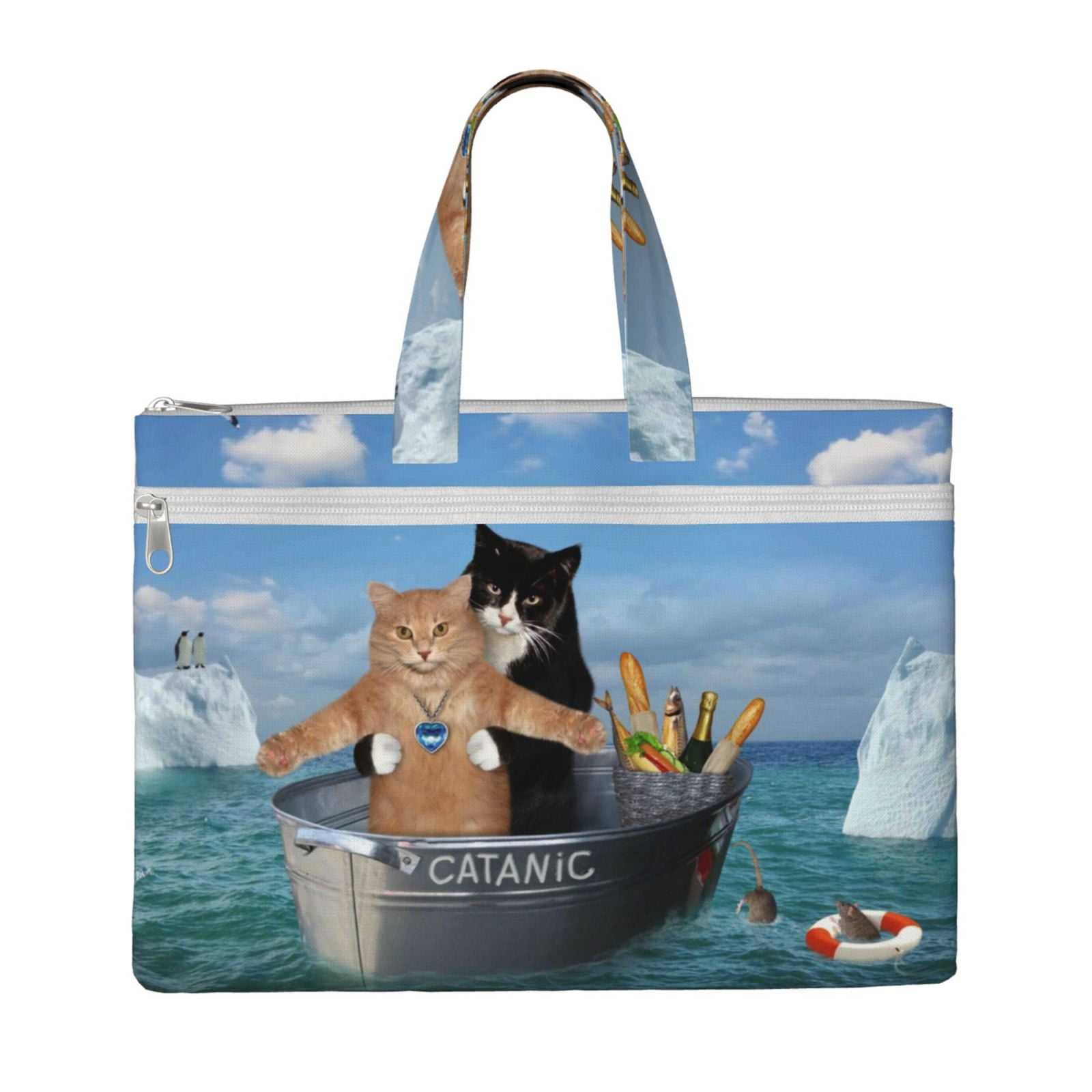 Easygdp Two Brave Cats Are Floating On The Sea Iceberg Canvas Document ...