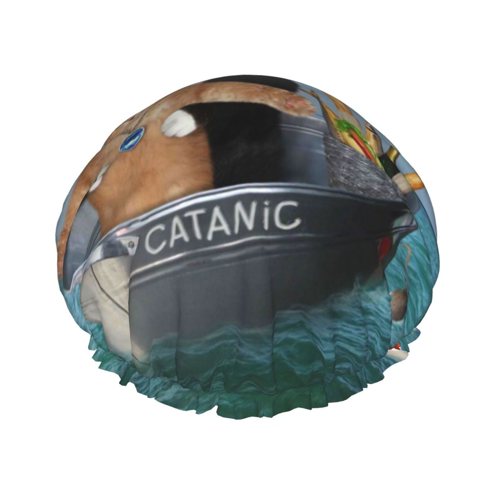 Easygdp Two Brave Cats Are Floating On The Sea Iceberg Shower Caps for ...