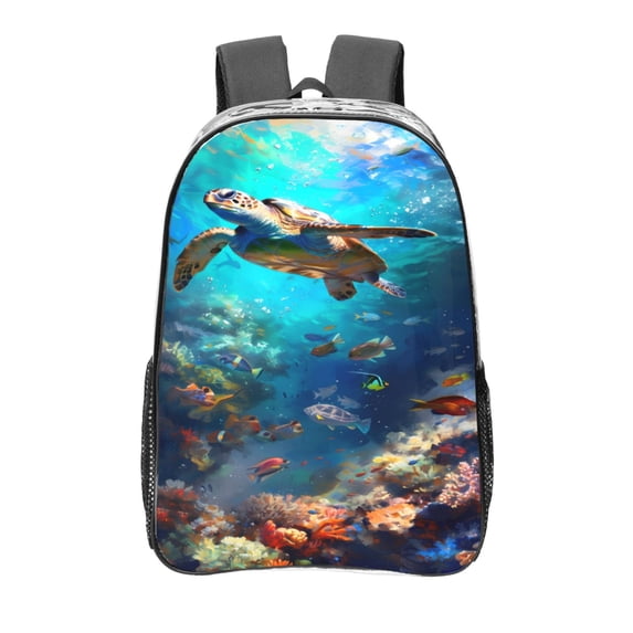 Easygdp Underwater Fish Turtle Clear Backpack, Transparent Bookbag for ...