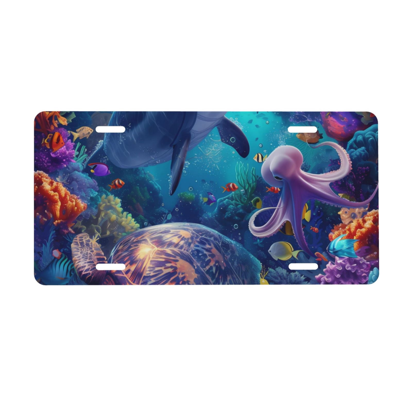 Easygdp Underwater Turtle Dolphin Octopus License Plate Car Front ...