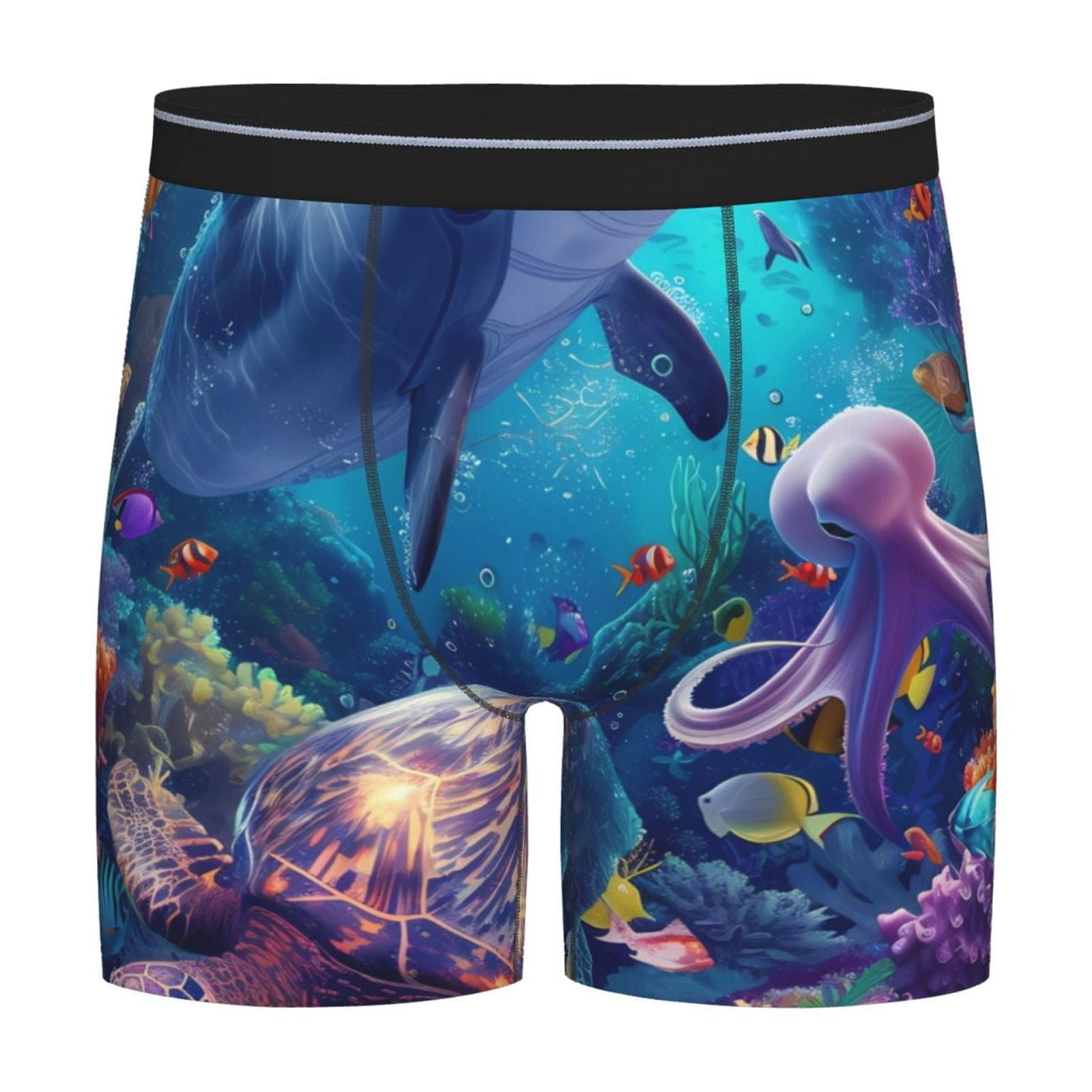 Easygdp Underwater Turtle Dolphin Octopus Men's Boxer Briefs Men’s ...