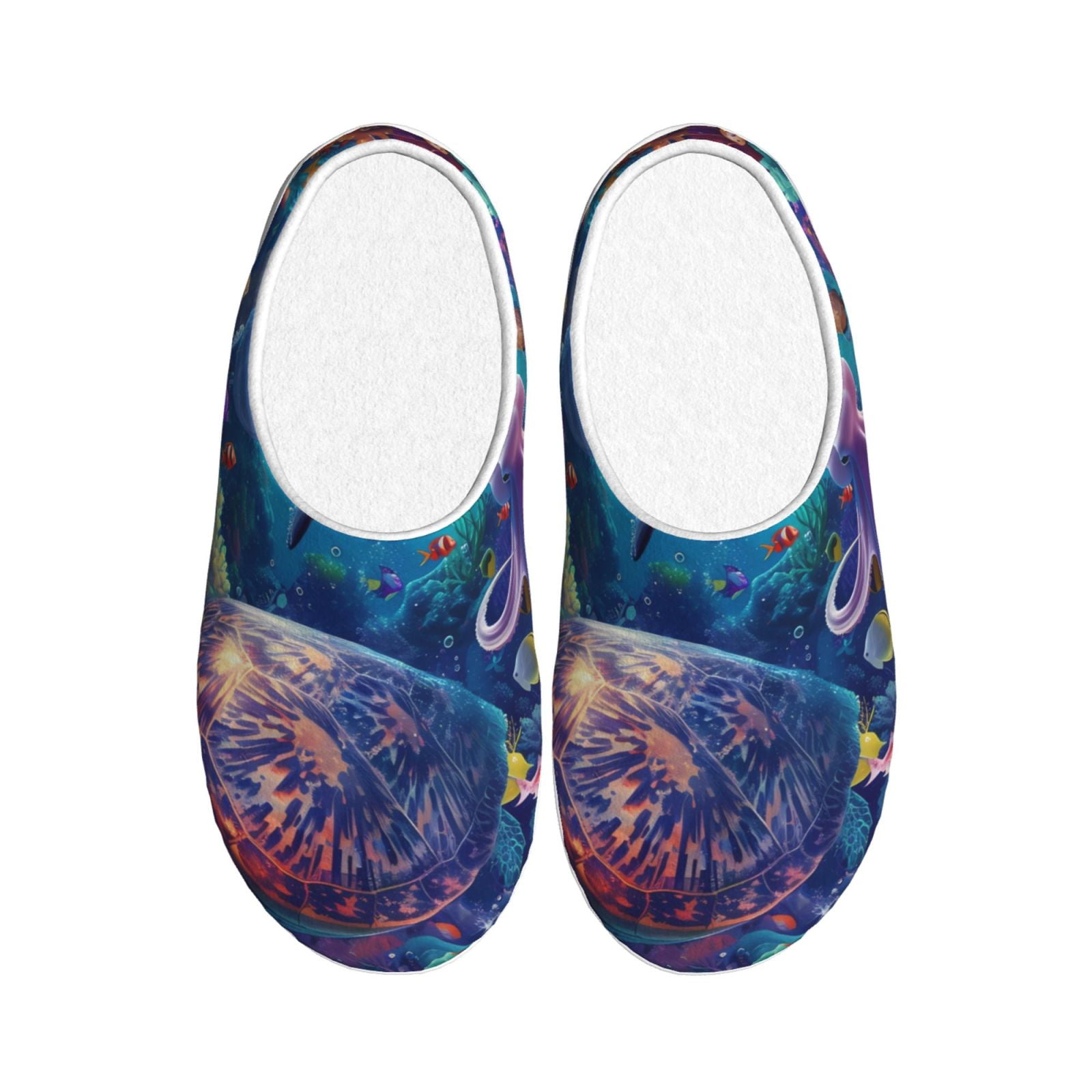 Easygdp Underwater Turtle Dolphin Octopus Slippers for Women Mens ...