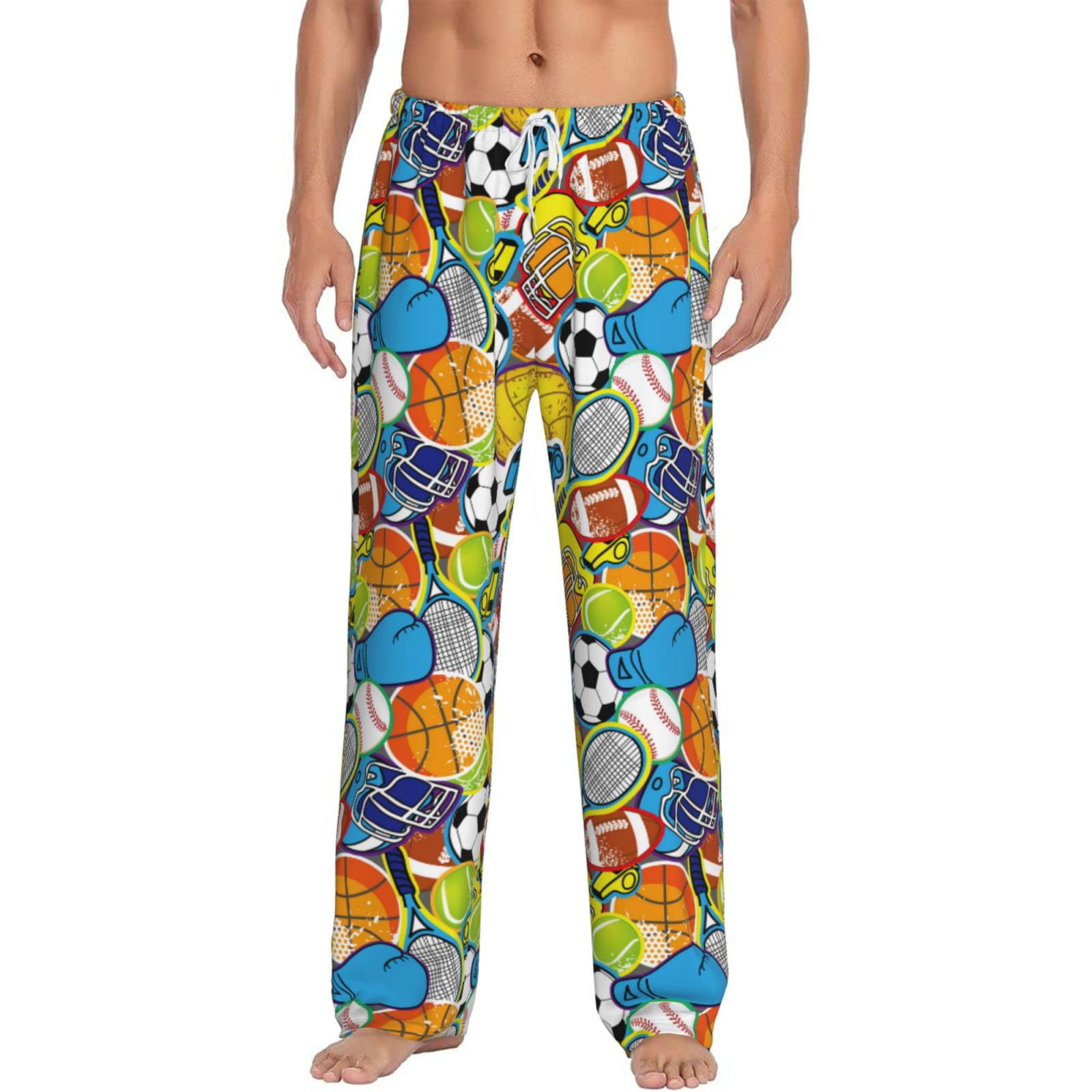 Easygdp Various Balls Men's Pajama Pant, Sleep Elastic Waistband Lounge ...