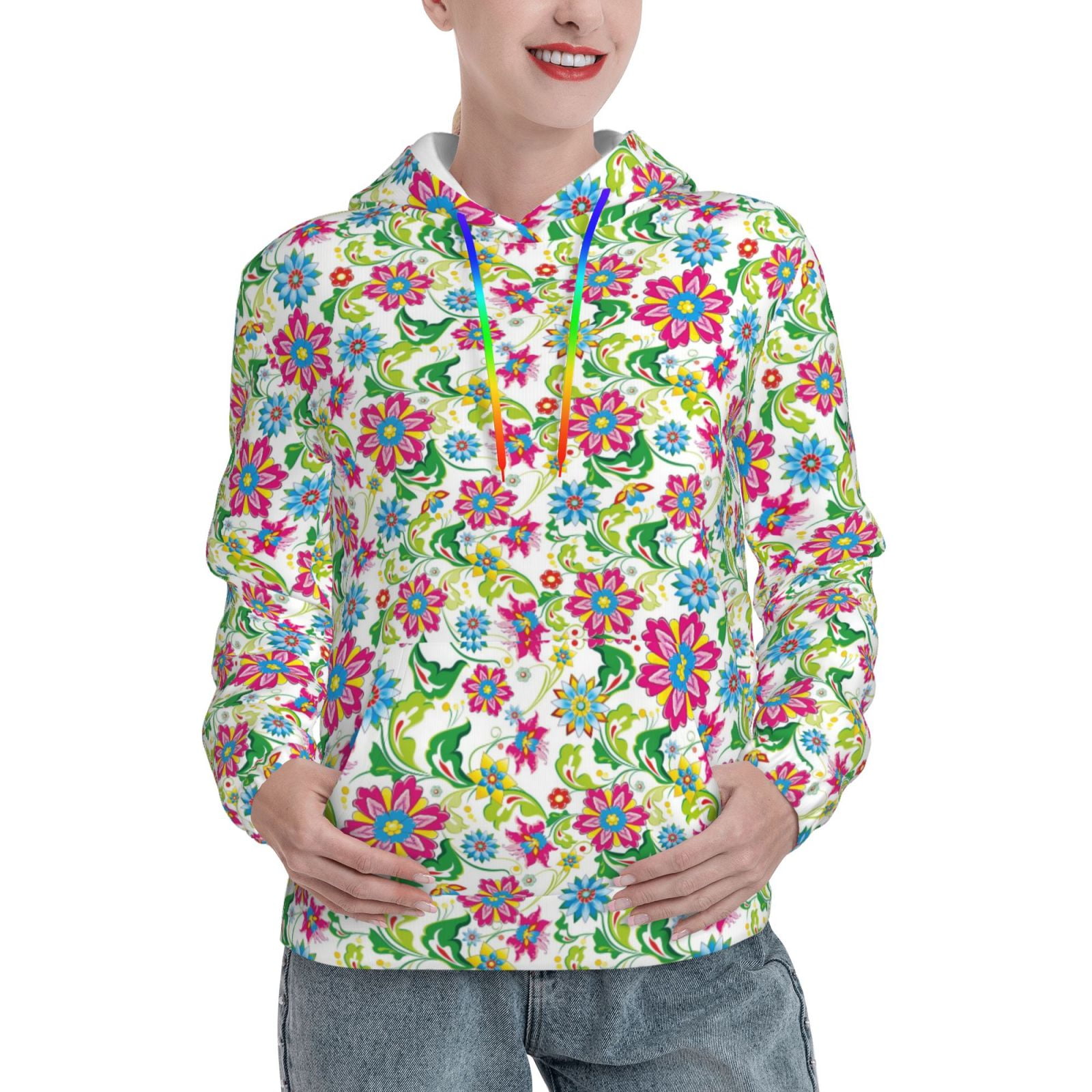 Easygdp Vector Mexican Otomi Style Bright Womens Casual Hoodies Sweatshirts Long Sleeve Pullover ...
