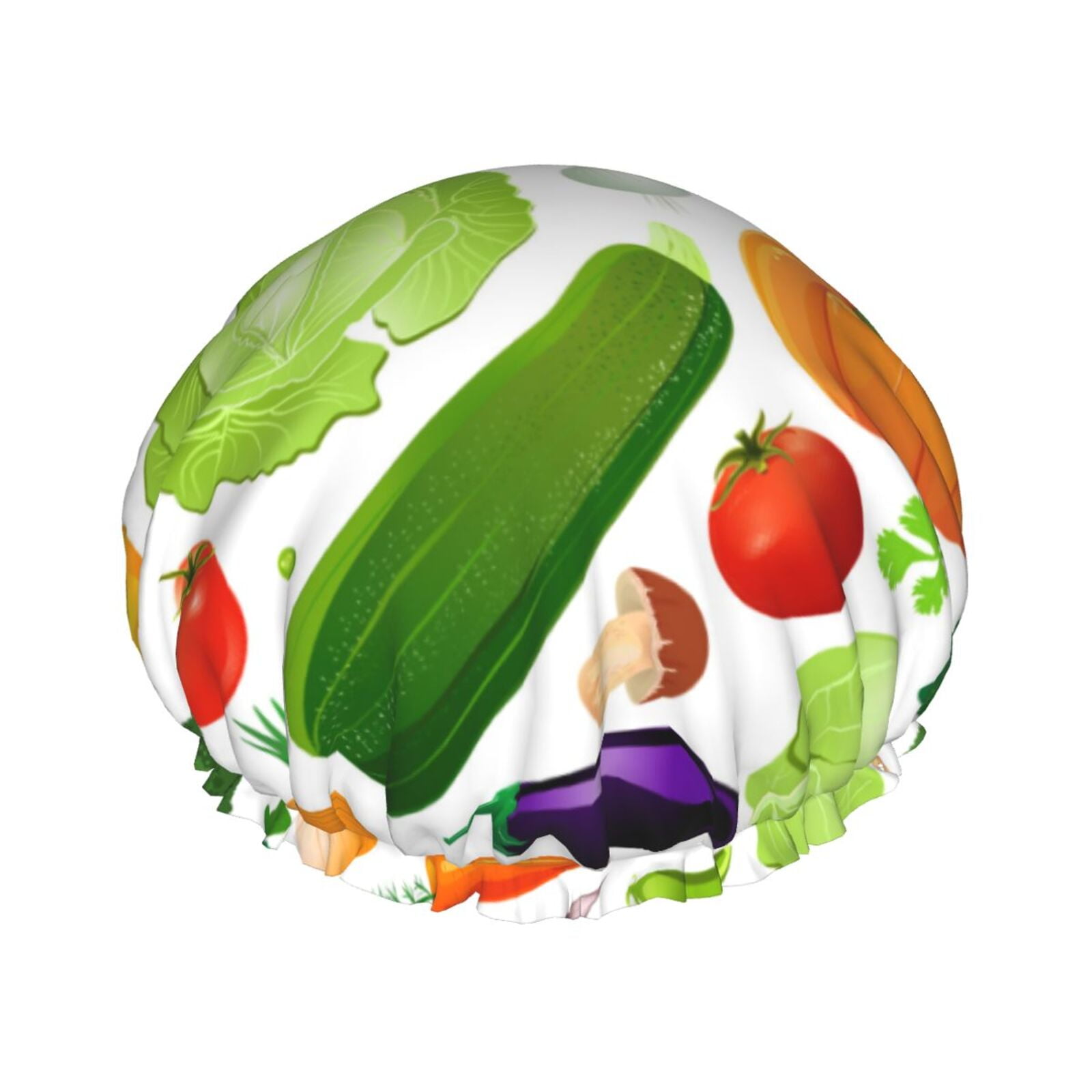 Easygdp Vegetables2 Shower Caps for Women, Double Waterproof Layers ...