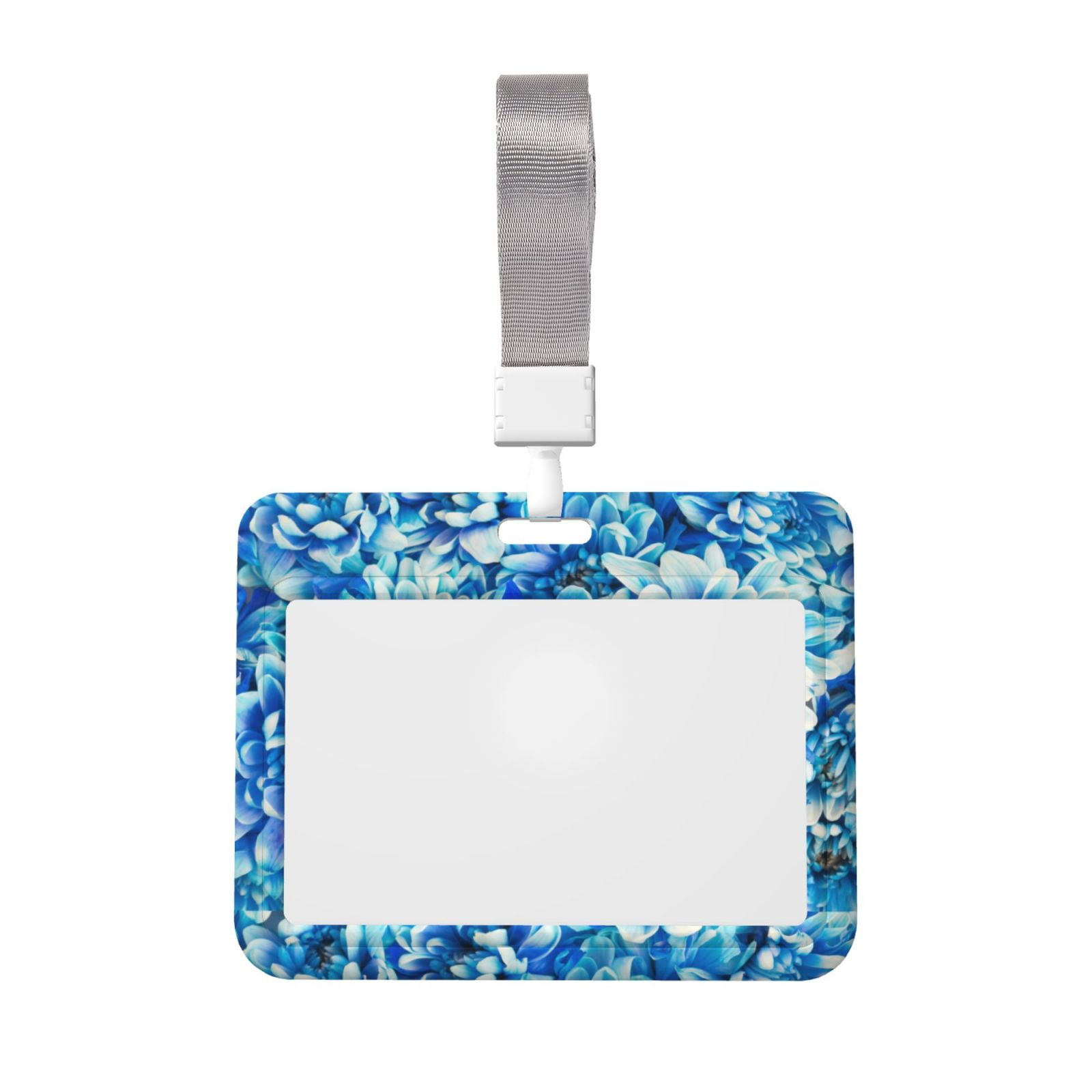 Easygdp Vibrant Blue Floral Card Badge Holder Work Badge Sleeve for ...