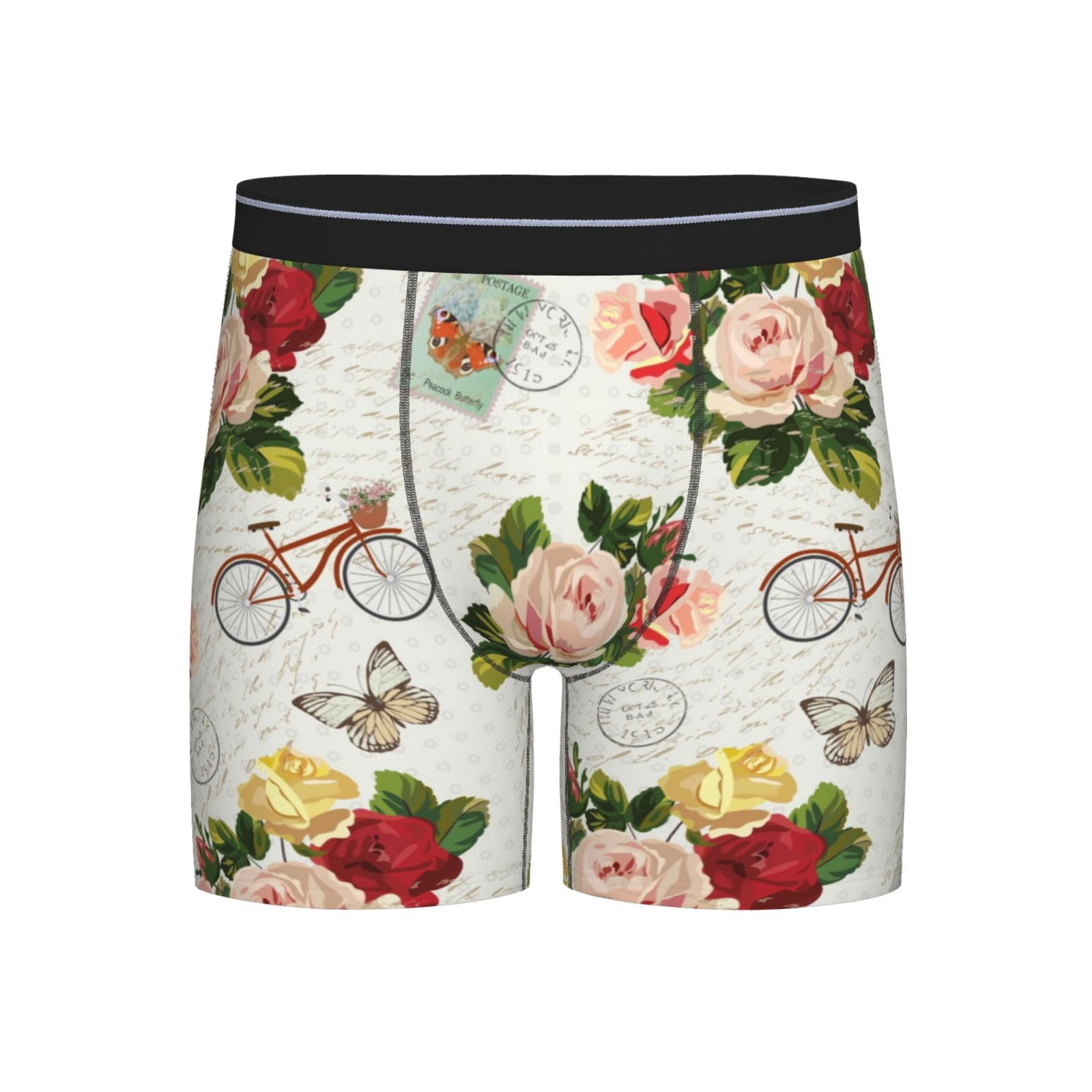 Easygdp Vintage Bike Flower Butterfly Men's Boxer Briefs Men’s ...