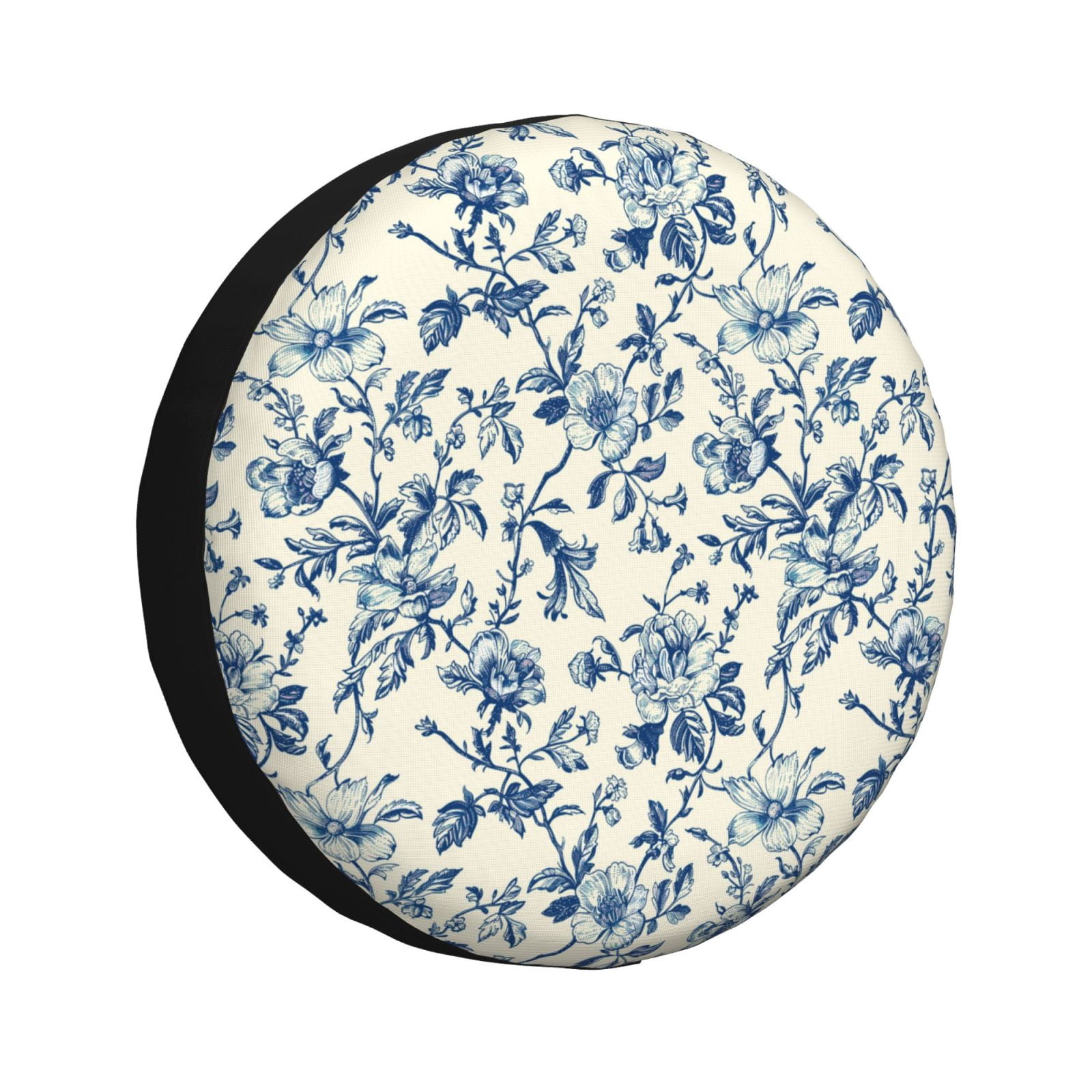Easygdp Vintage Blue Floral Wheel Cover,Spare Tire Cover,4-17in Spare ...