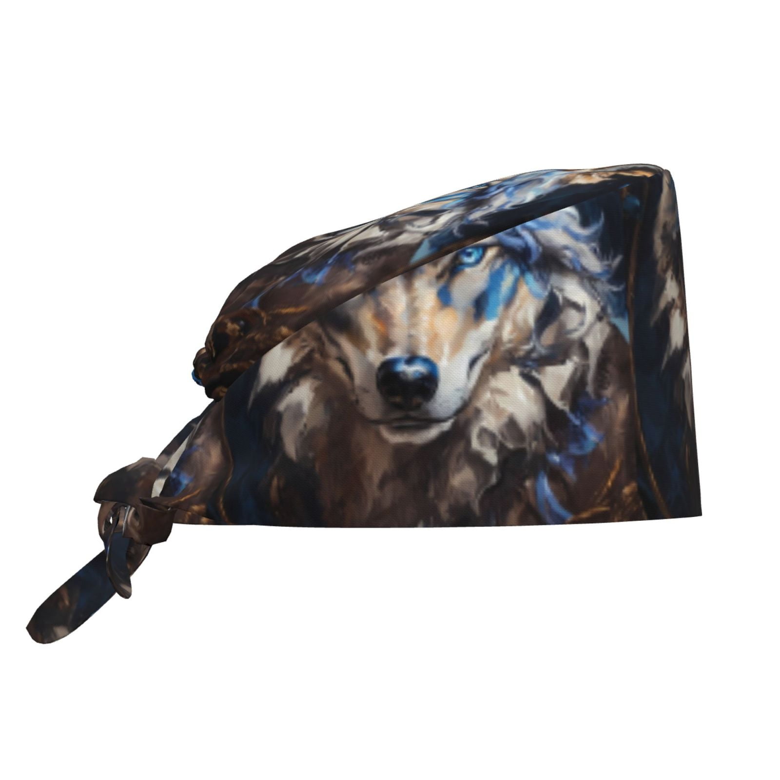 Easygdp Vintage Blue Floral Wolf Men Women Adjustable Cap Working Hat ...