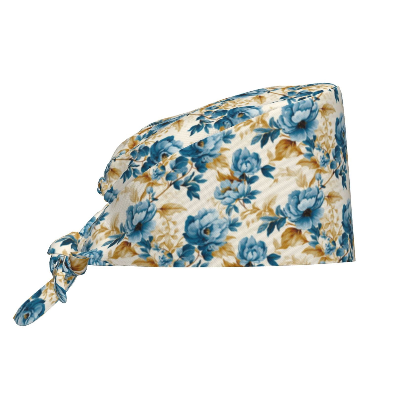 Easygdp Vintage Blue Flowers Men Women Adjustable Cap Working Hat Tie ...