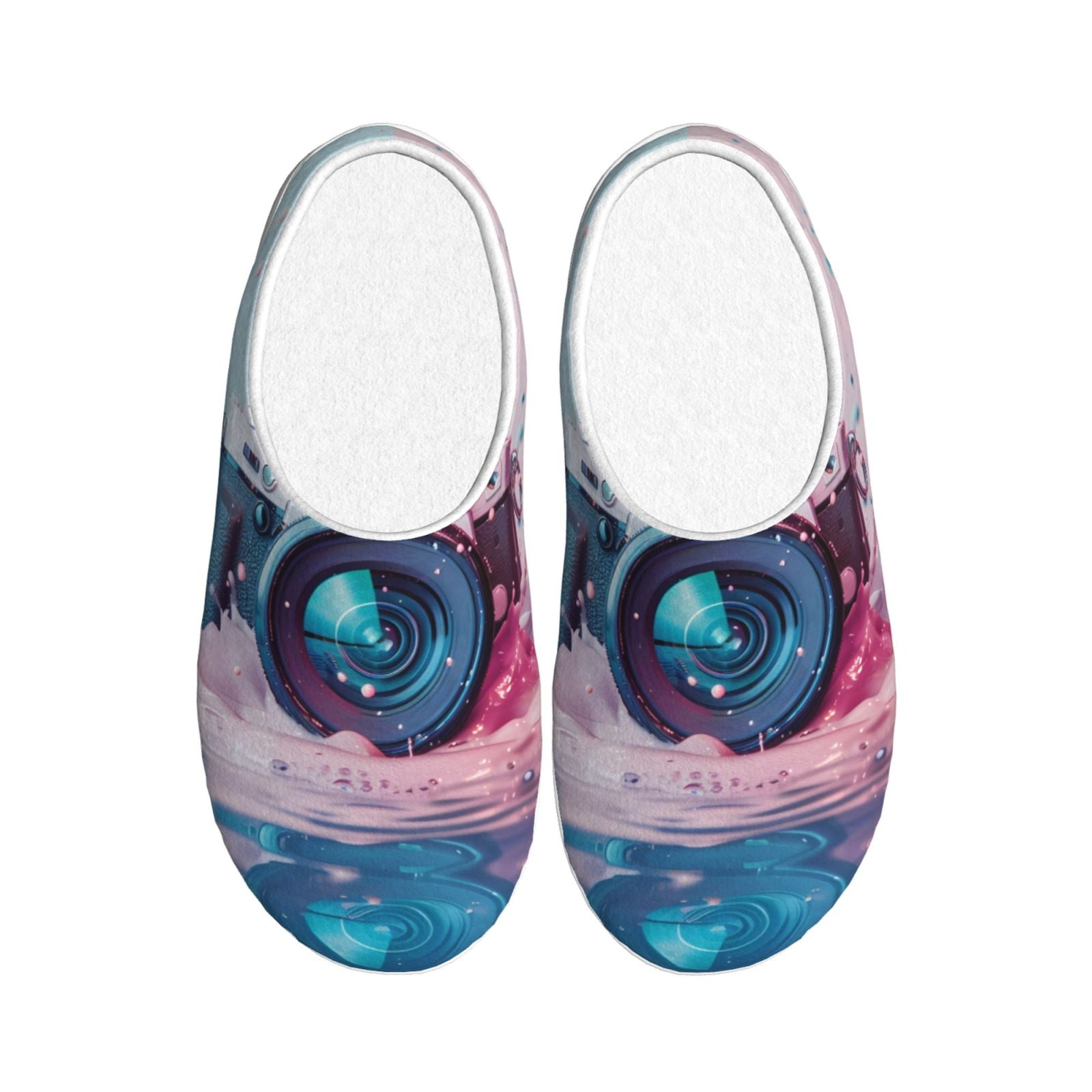 Easygdp Vintage Camera Splash Art Slippers for Women Mens Winter Warm ...