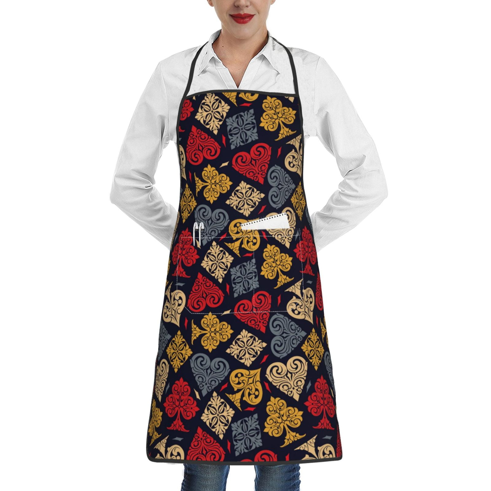 Easygdp Vintage Card Apron Waterdrop Resistant with 2 Pockets,Oil ...