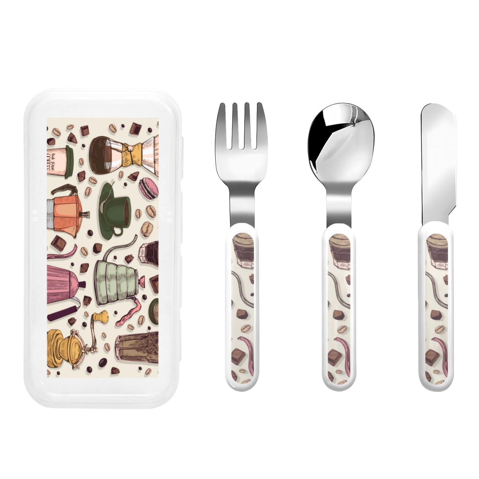 Easygdp Vintage Coffee 3-Piece Flatware Set Kids Silverware, Stainless ...