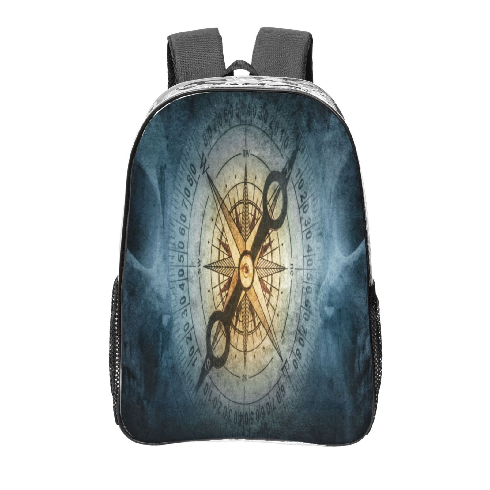 Easygdp Vintage Compass Clear Backpack, Transparent Bookbag for School ...