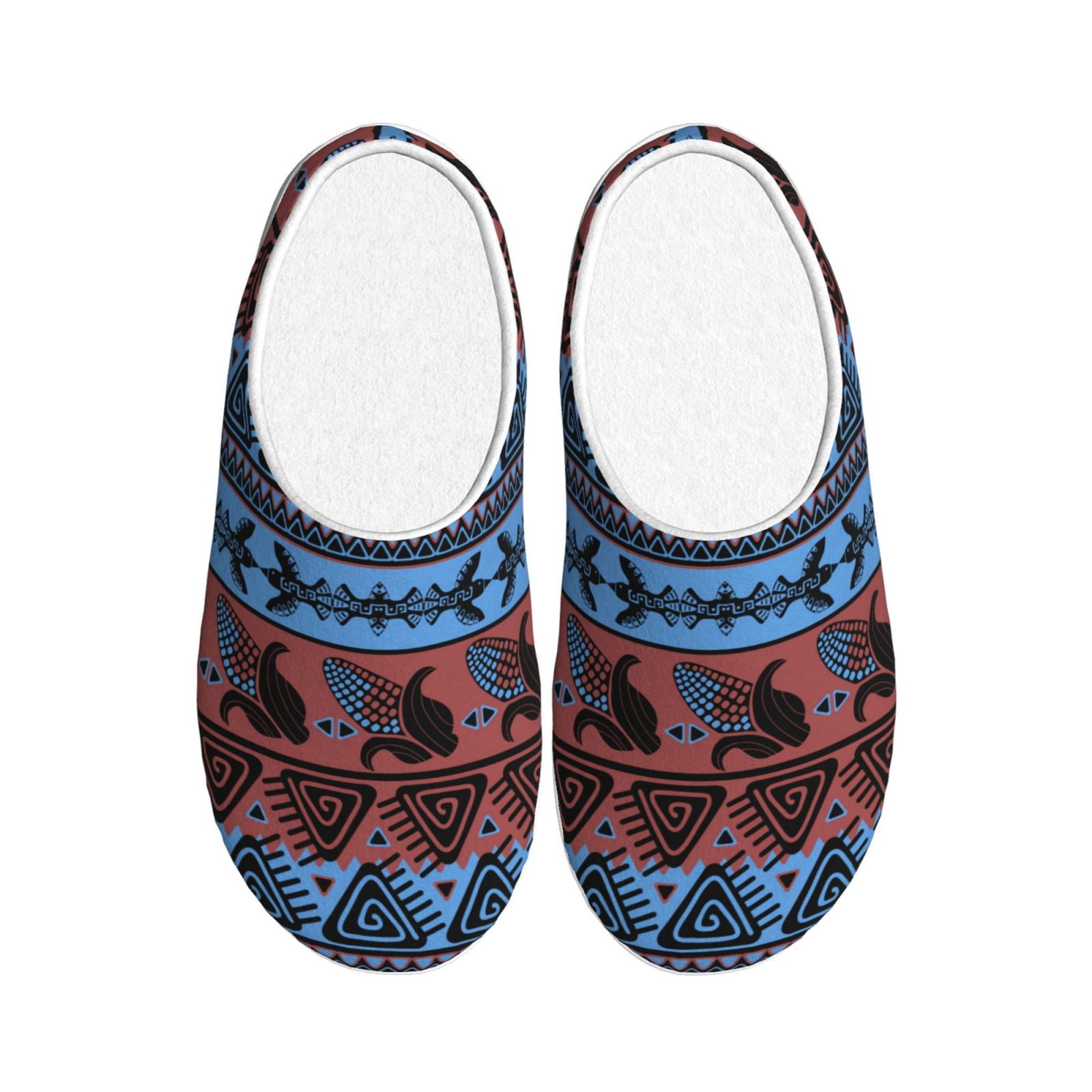 Easygdp Vintage Corn Pattern in Red Blue Slippers for Women Mens Winter ...