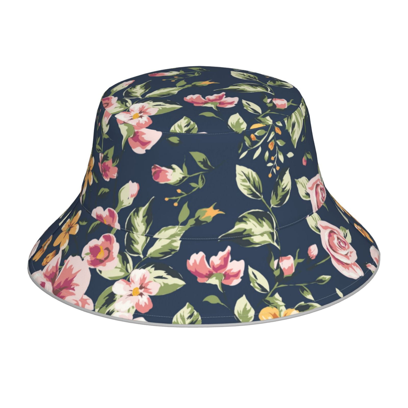 Easygdp Vintage Floral Double-Sided Reflective Fisherman Hat for ...