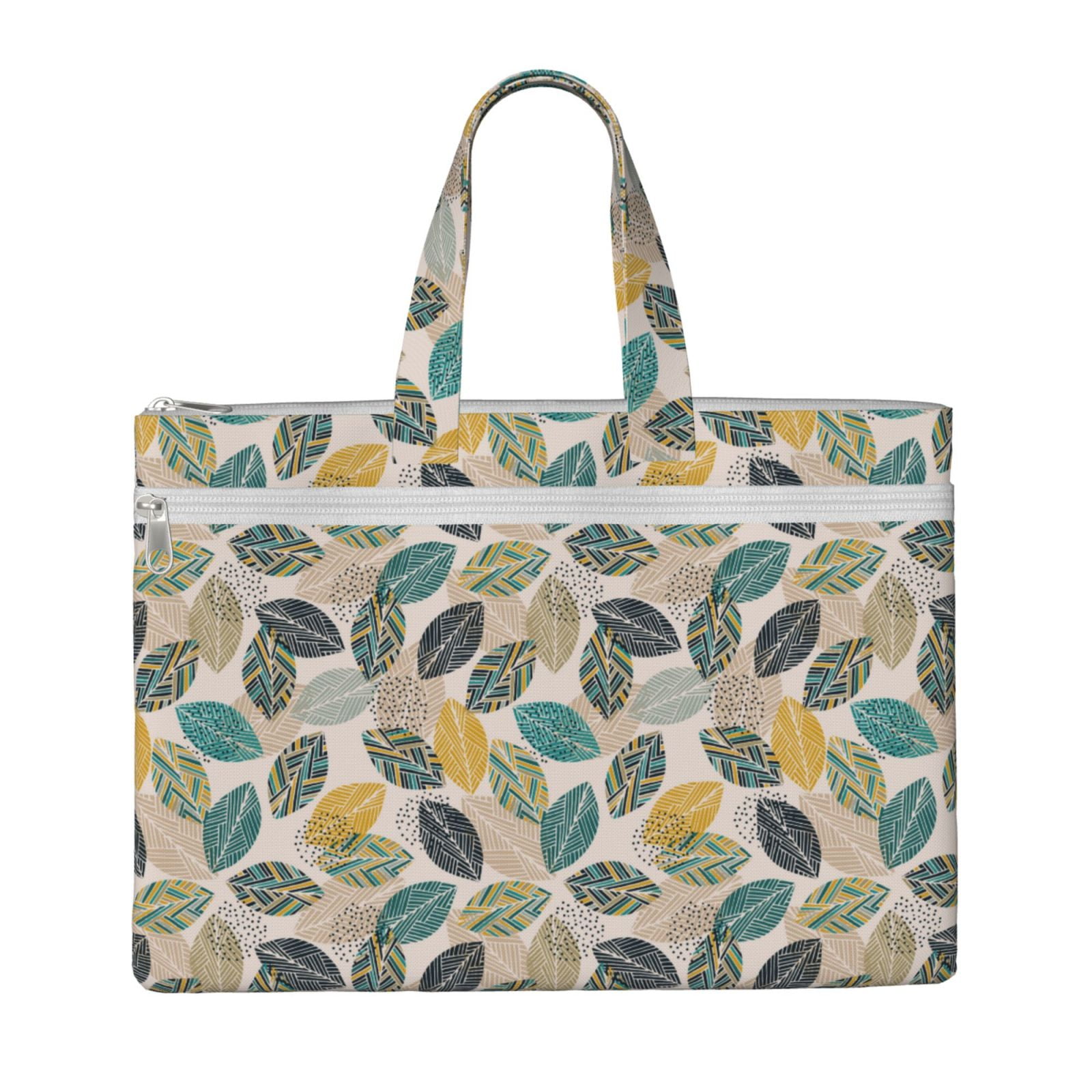 Easygdp Vintage Leaves Canvas Document Bag File Bag Handle Business Briefcase Bag A4 File ...