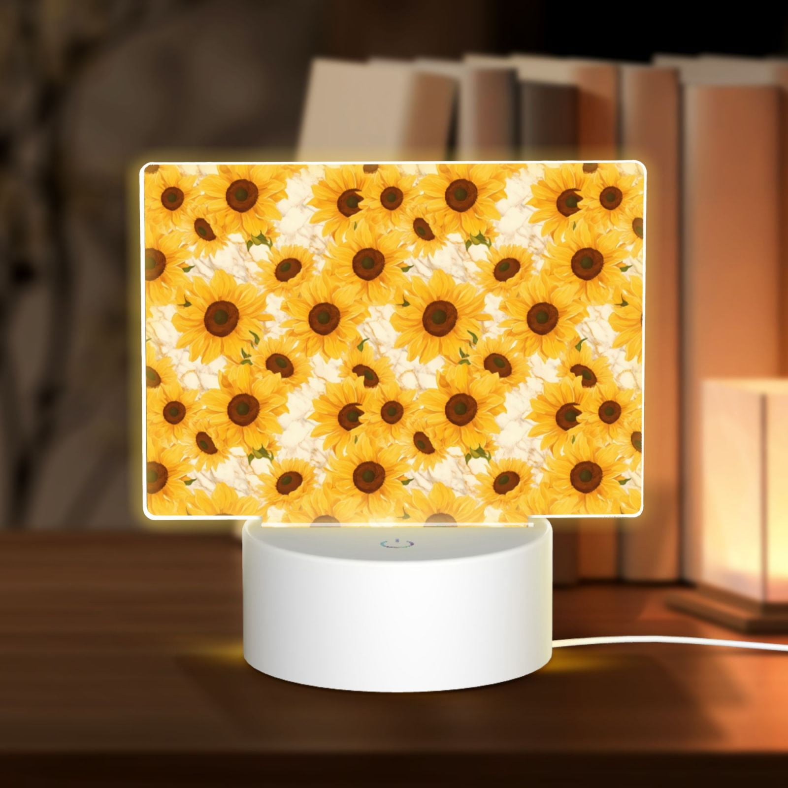 Easygdp Vintage Marble Pattern Sunflower Rectangular Acrylic Night ...