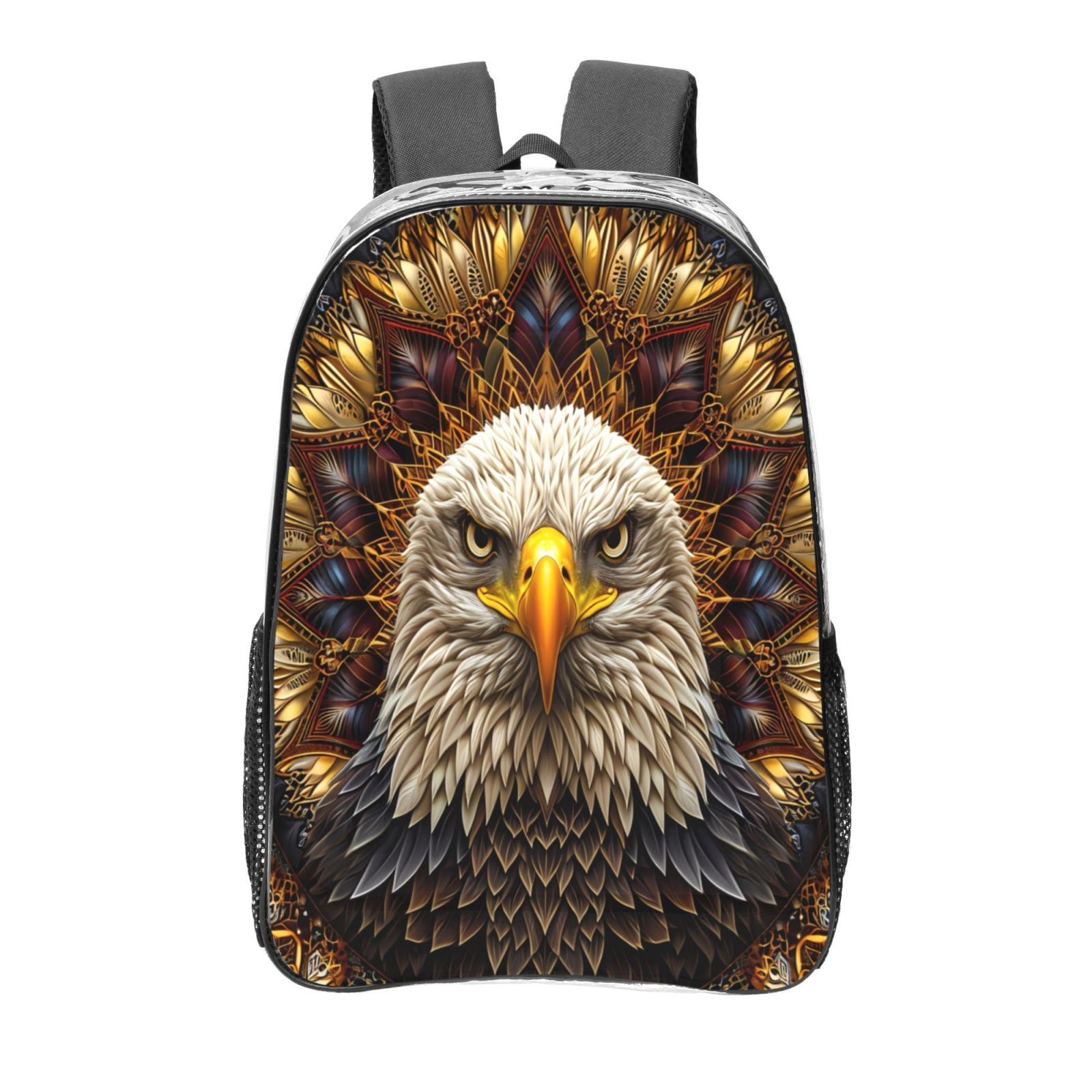 Easygdp Vintage Pattern Bald Eagle Clear Backpack, Transparent Bookbag ...