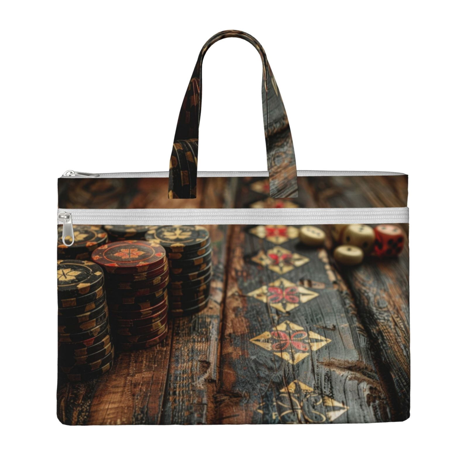 Easygdp Vintage Poker Chips Canvas Document Bag File Bag Handle ...