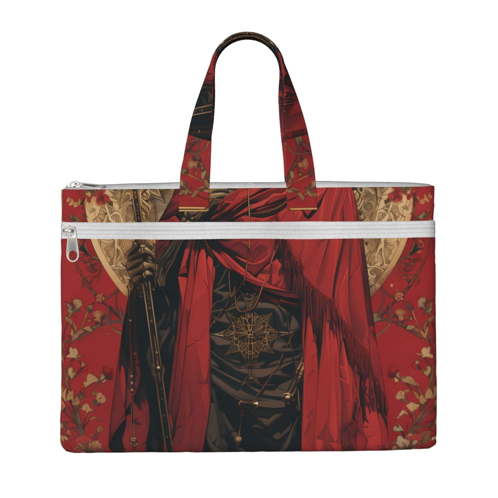 Easygdp Vintage Rose Scepter Skull Canvas Document Bag File Bag Handle ...