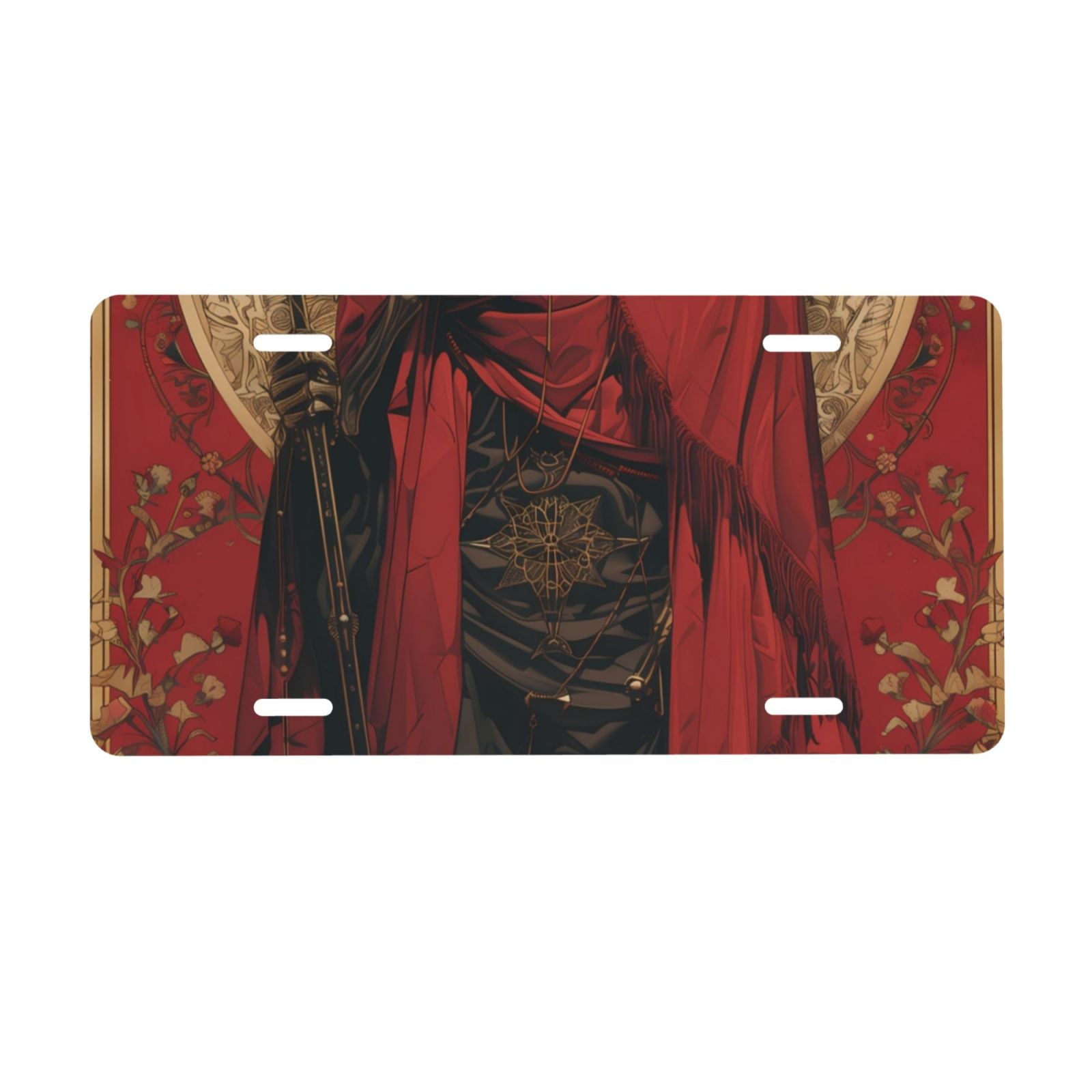 Easygdp Vintage Rose Scepter Skull License Plate Car Front License ...