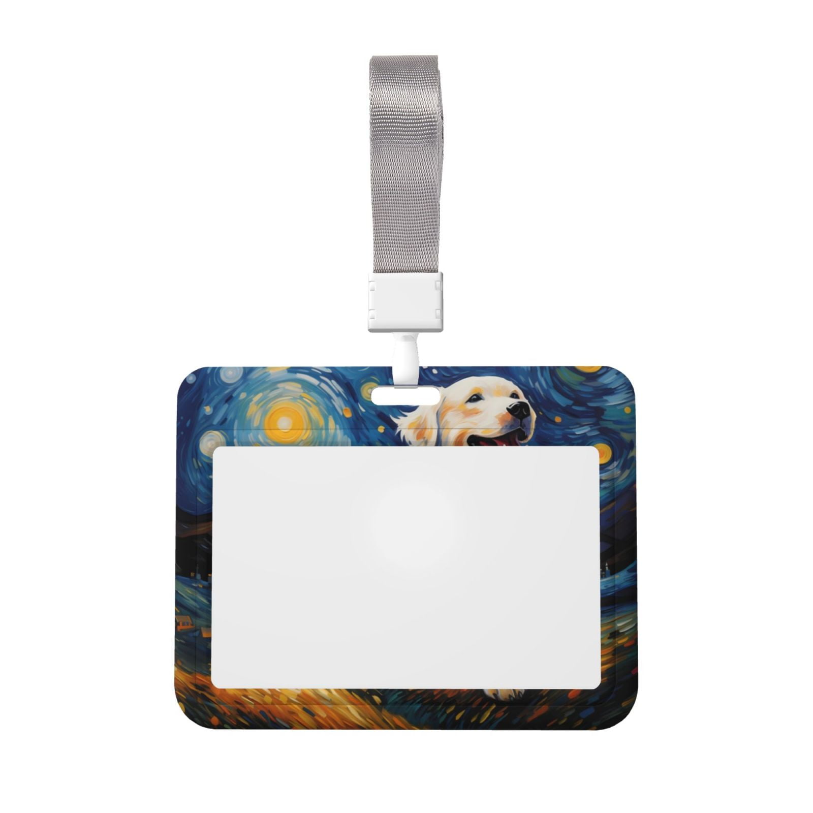 Easygdp Vintage Starry Sky Labrador Card Badge Holder Work Badge Sleeve ...