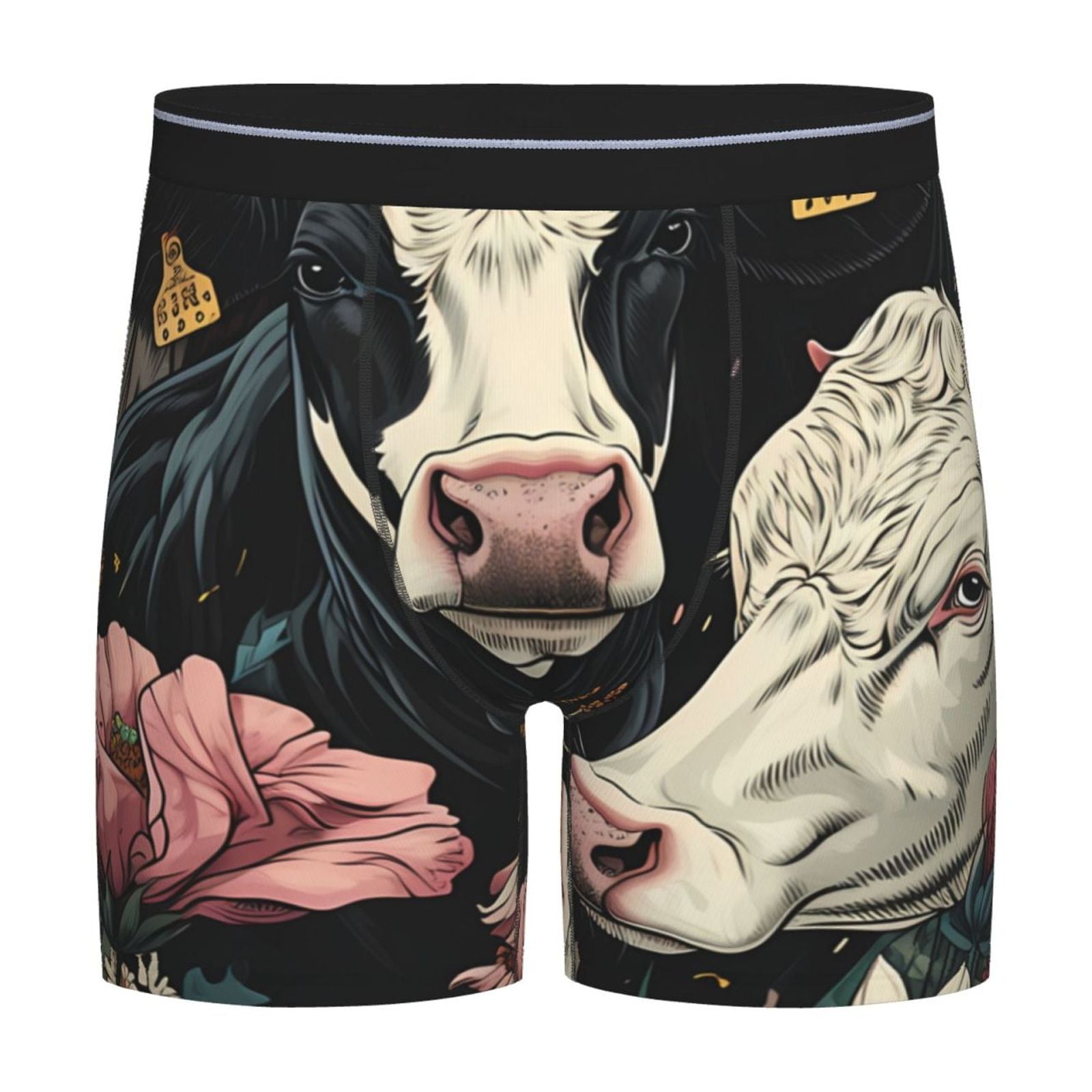 Easygdp Vintage Sunflower Cow Men's Boxer Briefs Men’s Underwear Boxer ...