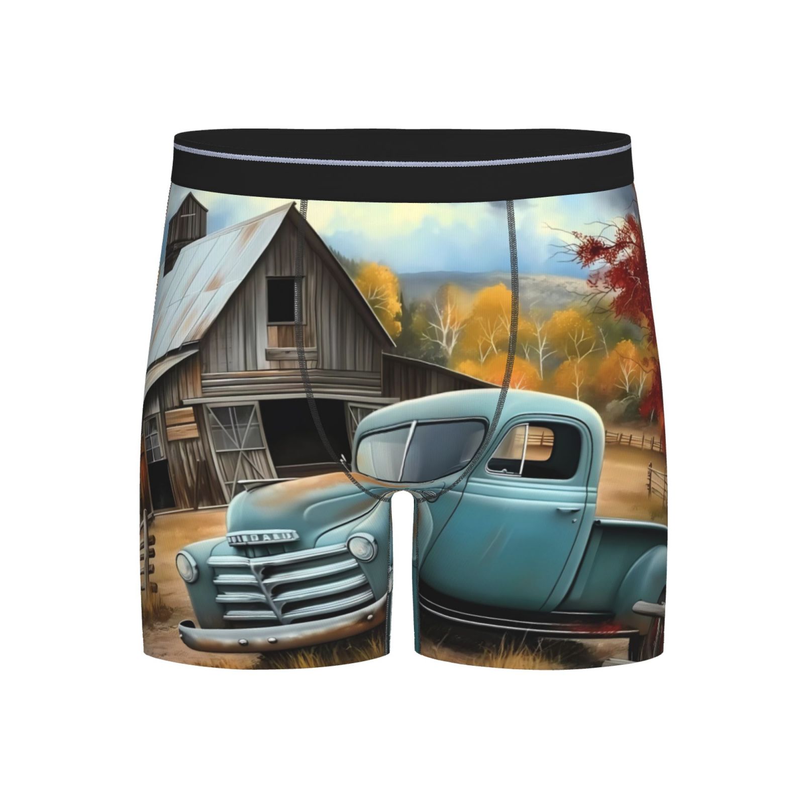 Easygdp Vintage Truck Farm Scene Men's Boxer Briefs Men’s Underwear ...