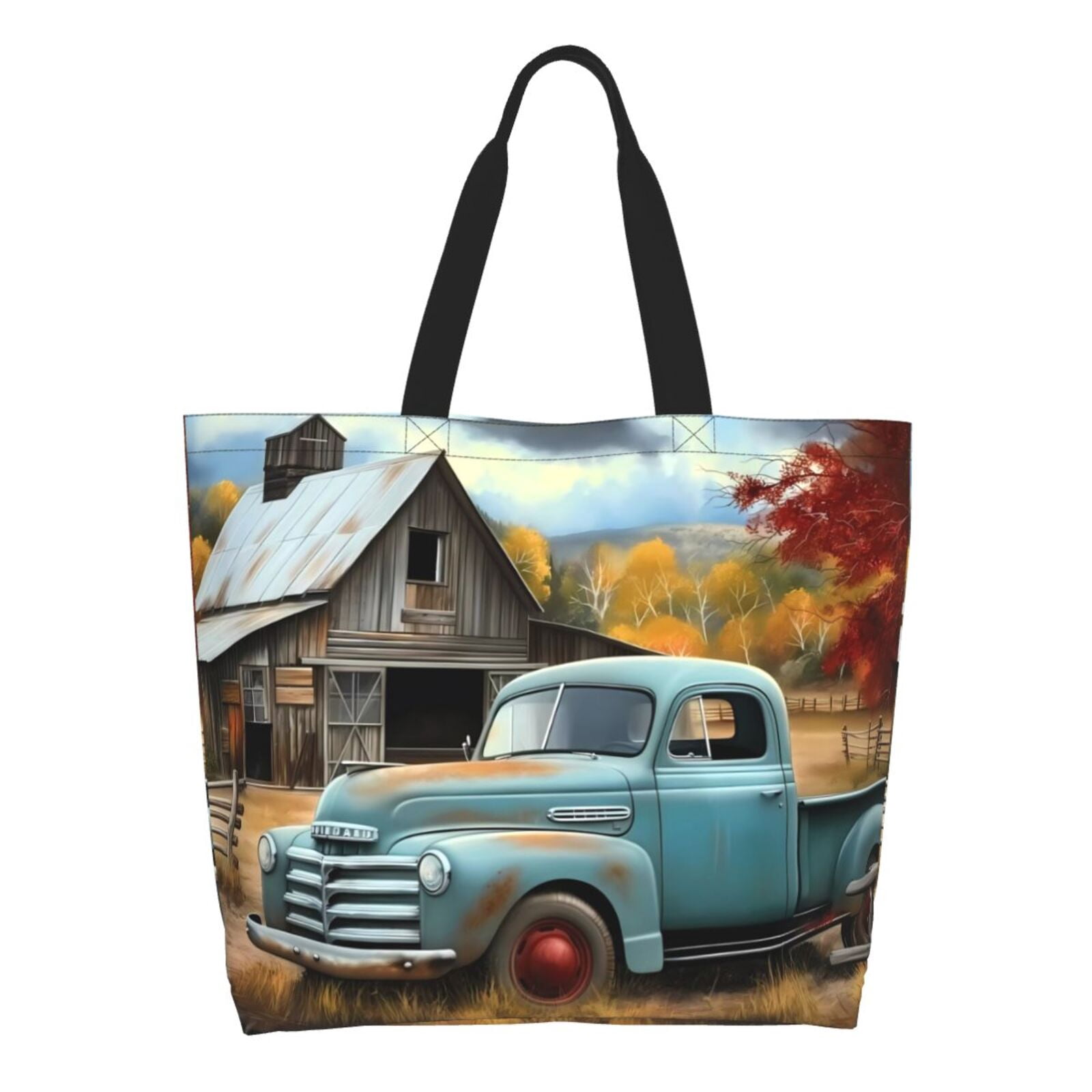 Easygdp Vintage Truck Farm Scene Tote Bags for Women,Women Travel ...