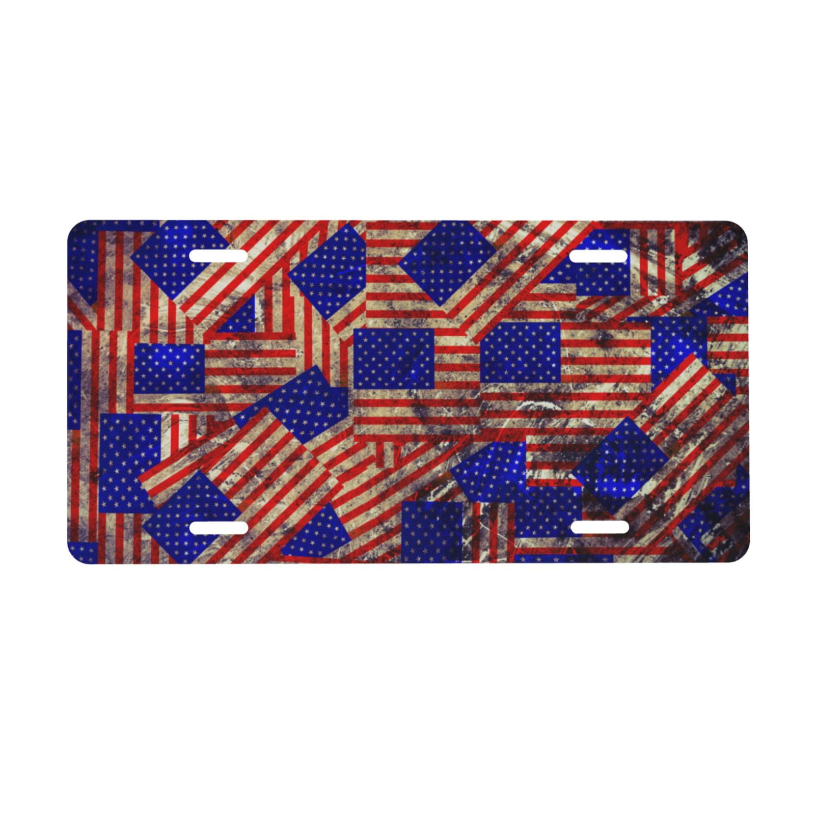 Easygdp Vintage USA Flag License Plate Car Front License Plate Car ...