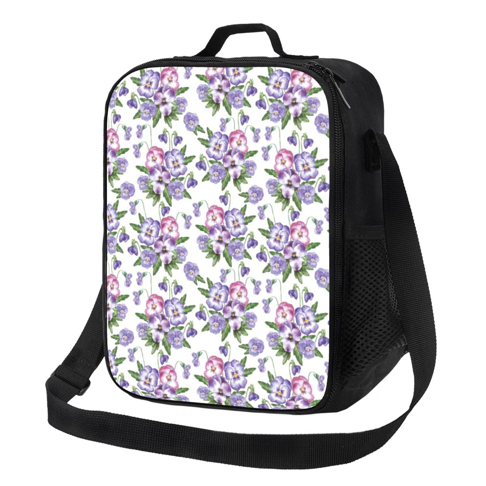 Easygdp Violets Flowers Lunch Box Large capacity Lunch Bag Leakproof ...