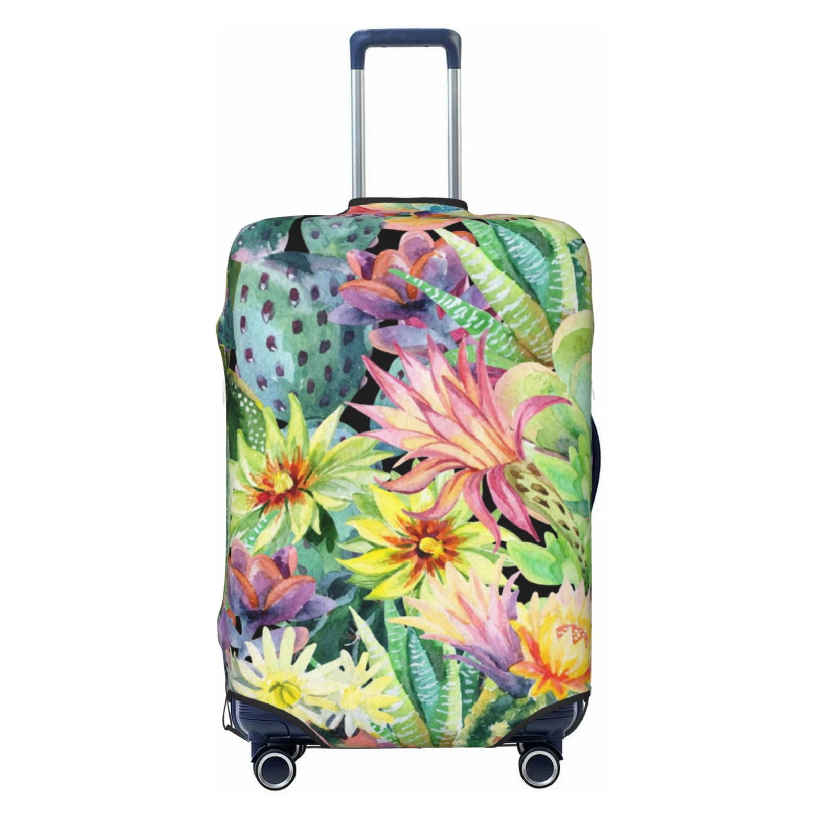 Easygdp Watercolor Blooming Cactus Print Elastic and Washable Suitcase ...
