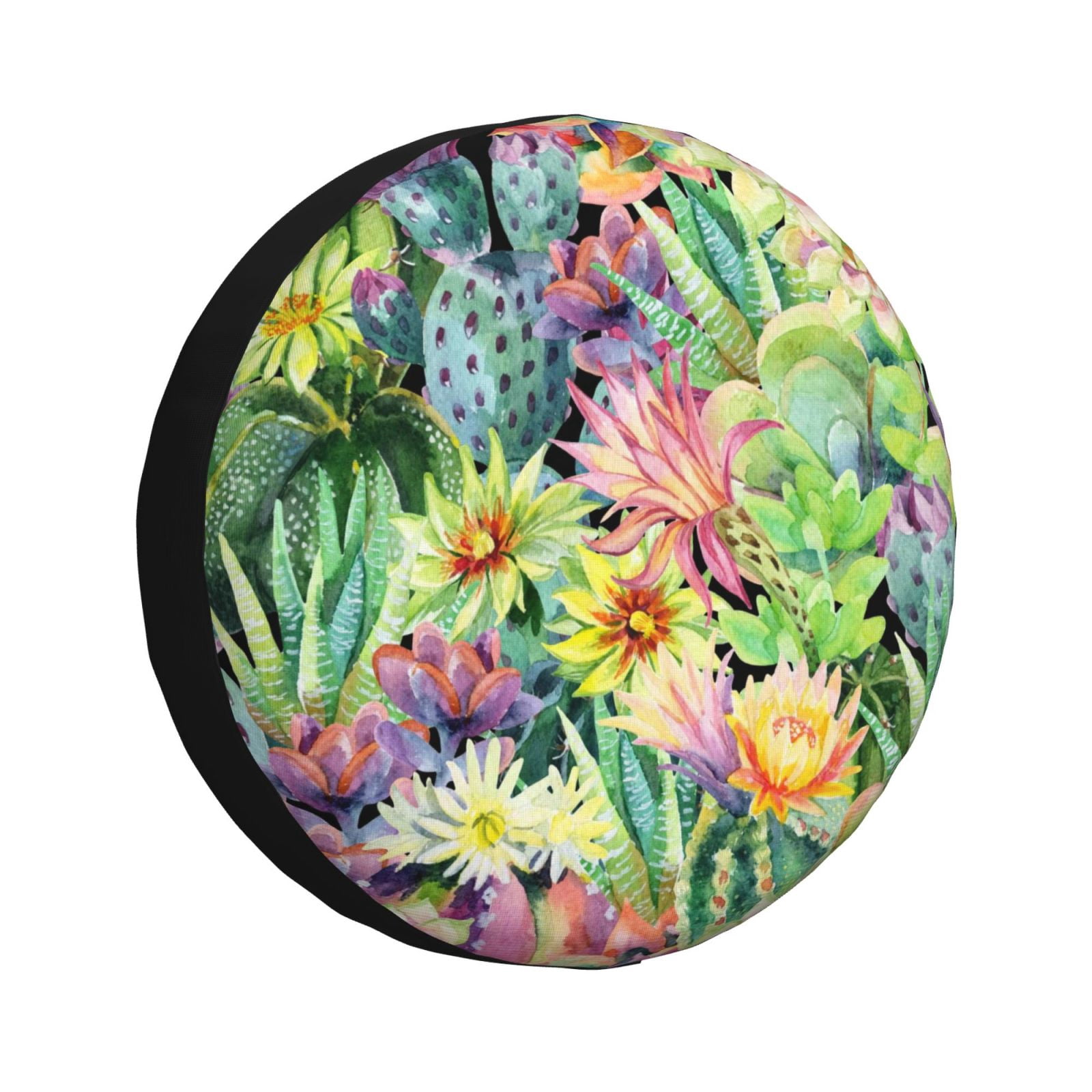 Easygdp Watercolor Blooming Cactus Wheel Sun Guard, Spare Tire Cover ...