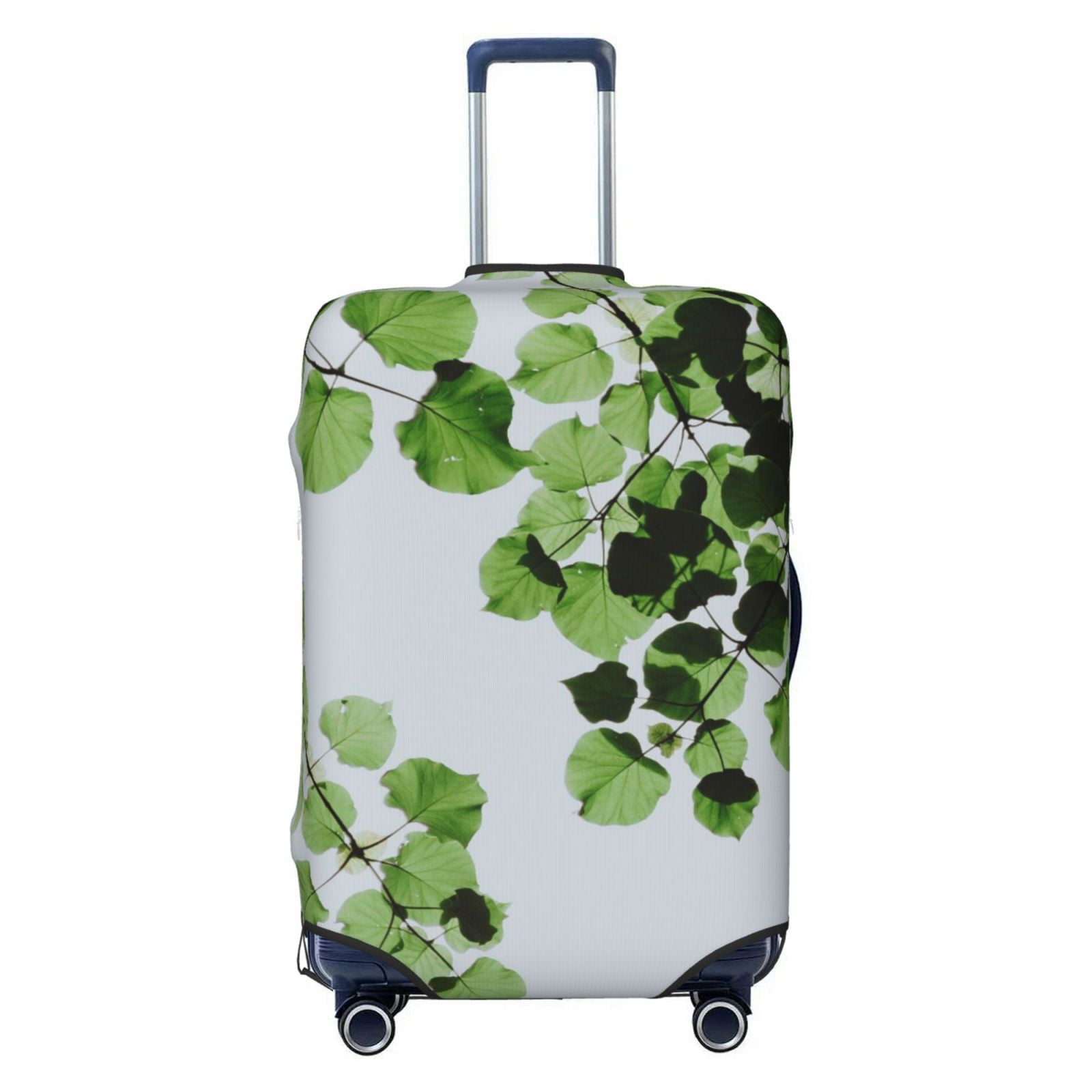 Easygdp Watercolor Green Leaves Double-Sided Printed Elastic Suitcase ...