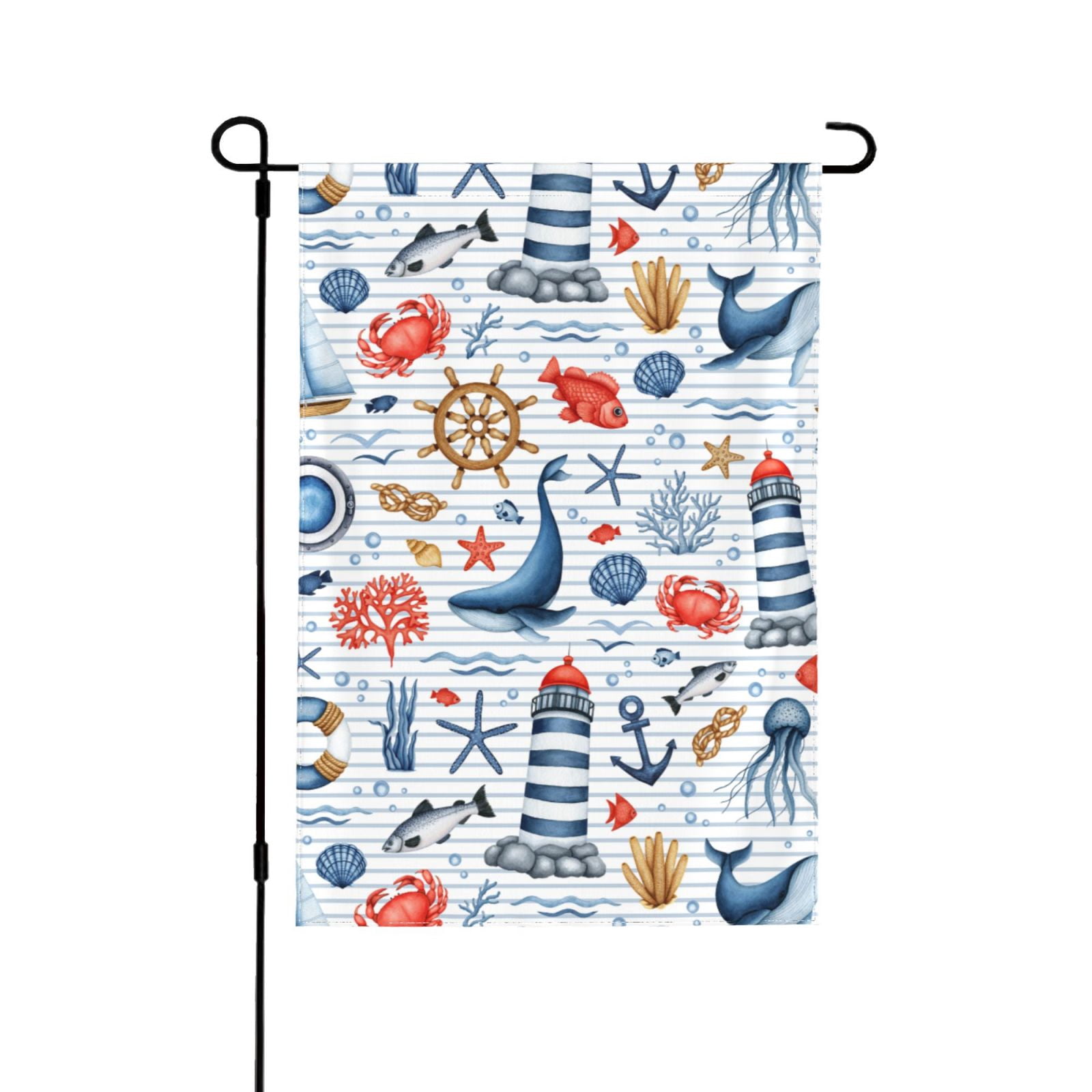 Easygdp Watercolor Nautical Garden Flag Yard Flag Welcome Flag, Double ...