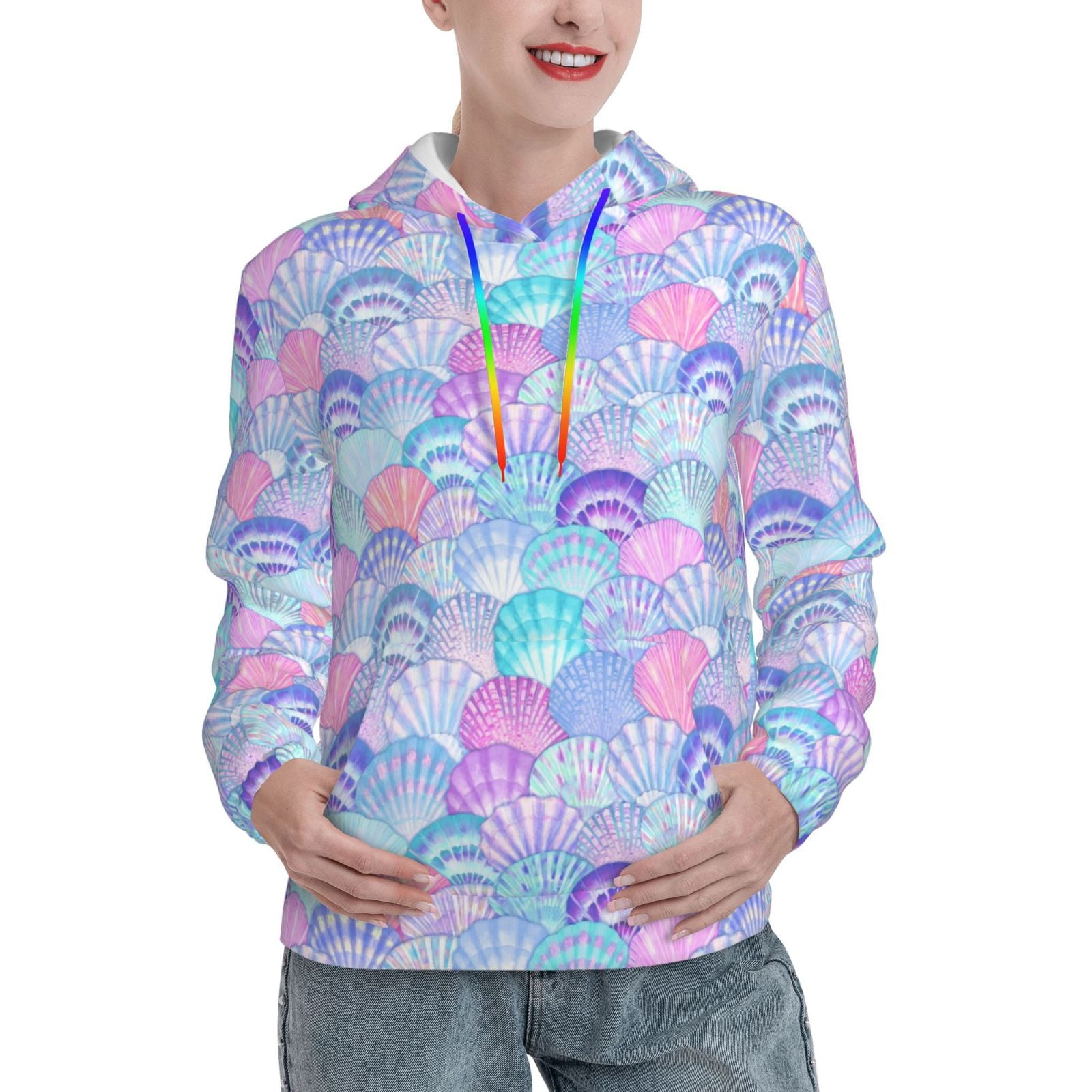 Easygdp Watercolor Sea Shells 1 Womens Casual Hoodies Sweatshirts Long Sleeve Pullover Fall ...