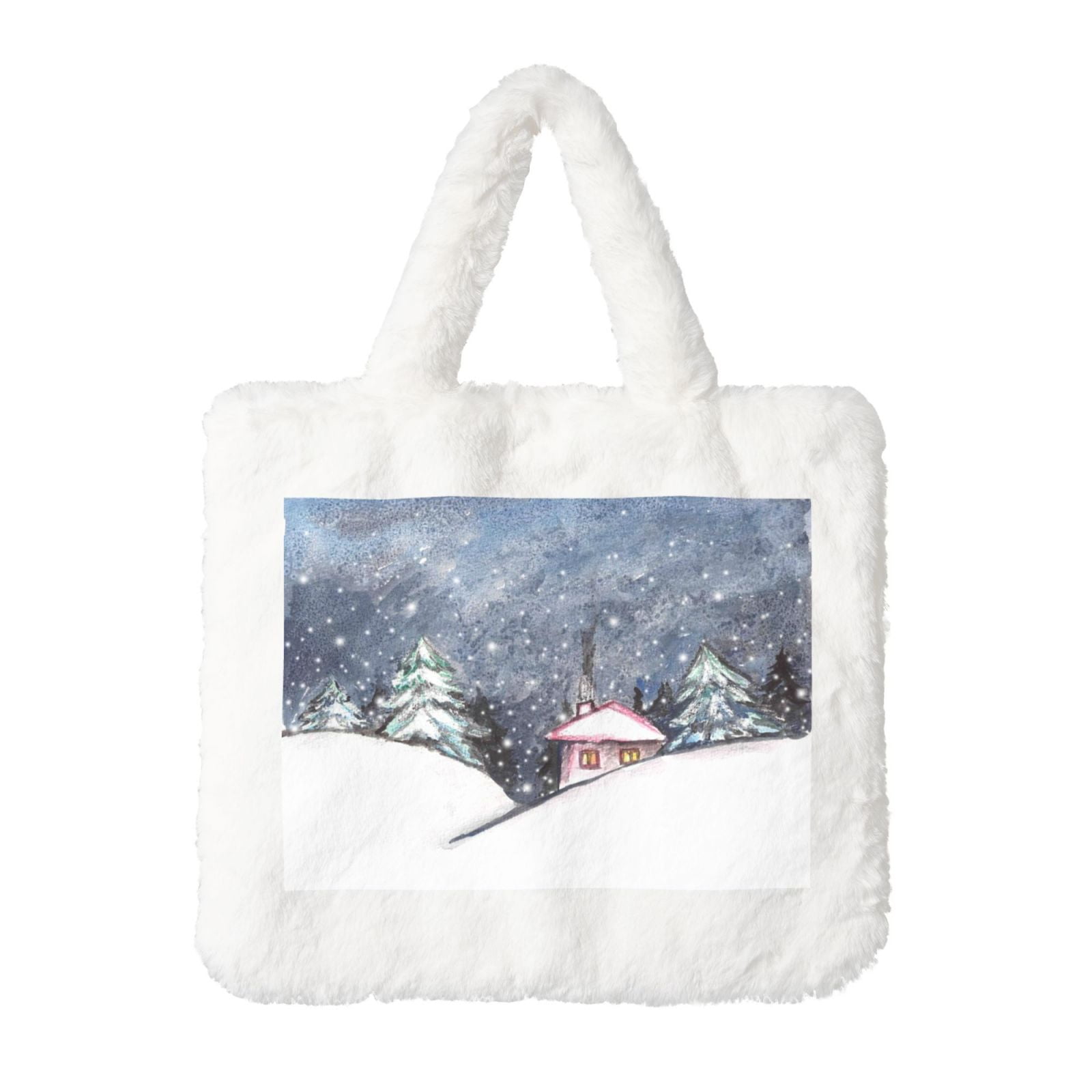 Easygdp Watercolor Winter Landscape For Christmas Plush Underarm Bag ...