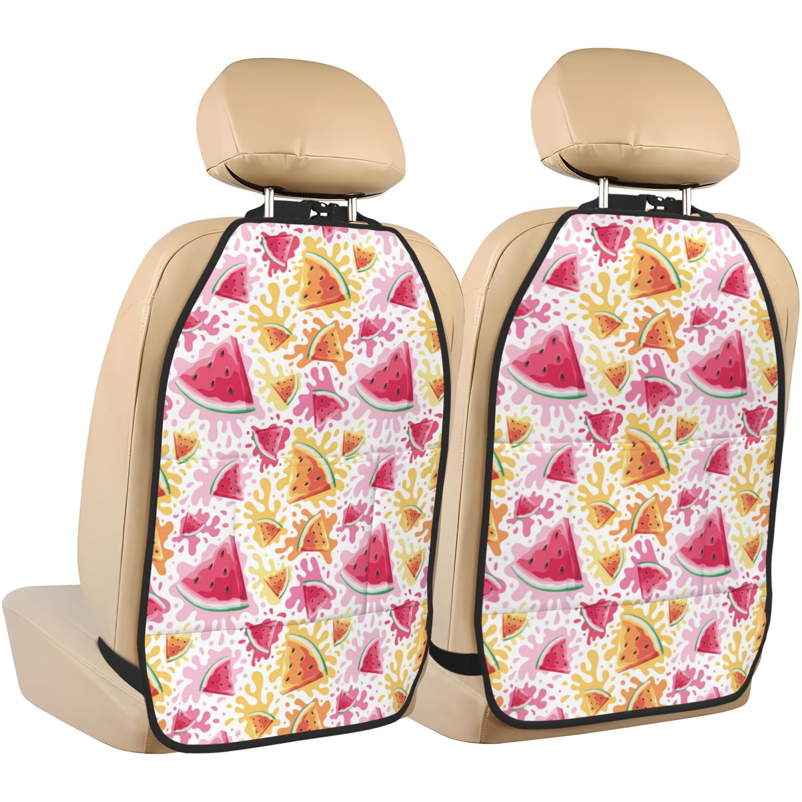 Easygdp Watermelon Car Kick Mat Seat Cover 2 Pcs Anti-Kick Pockets ...