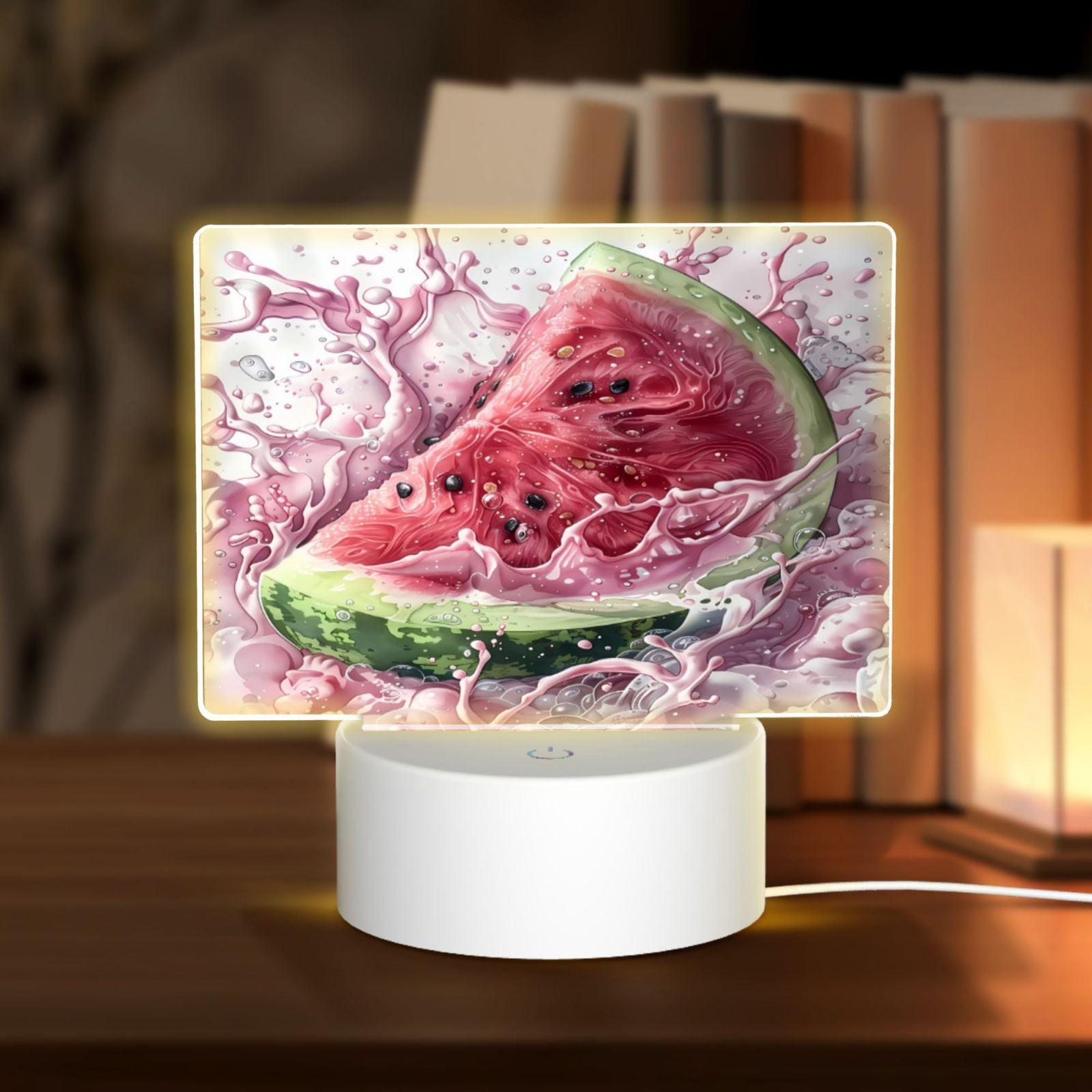 Easygdp Watermelon Splash Realism Art Rectangular Acrylic Night Light ...