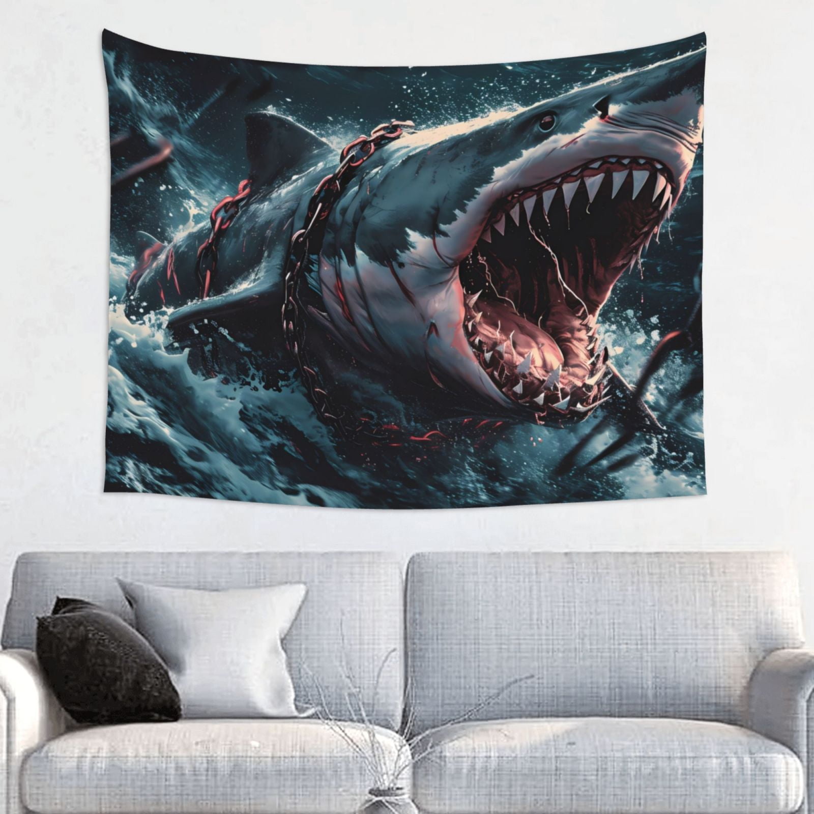 Easygdp Wave Chain Shark Tapestrys Boutique Decor Wall Hanging for ...