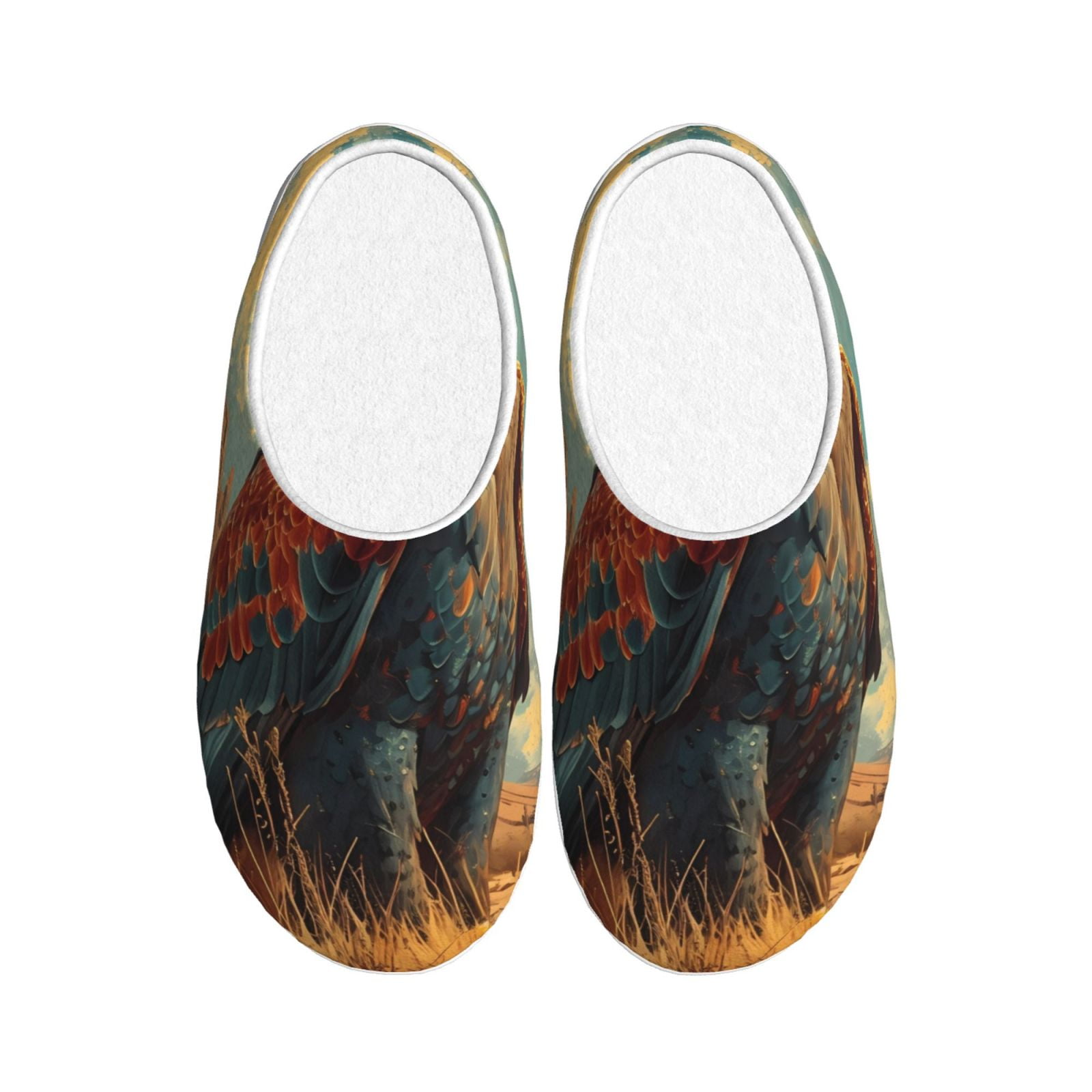 Easygdp Western Desert Cactus Bald Eagle Slippers for Women Mens Winter ...
