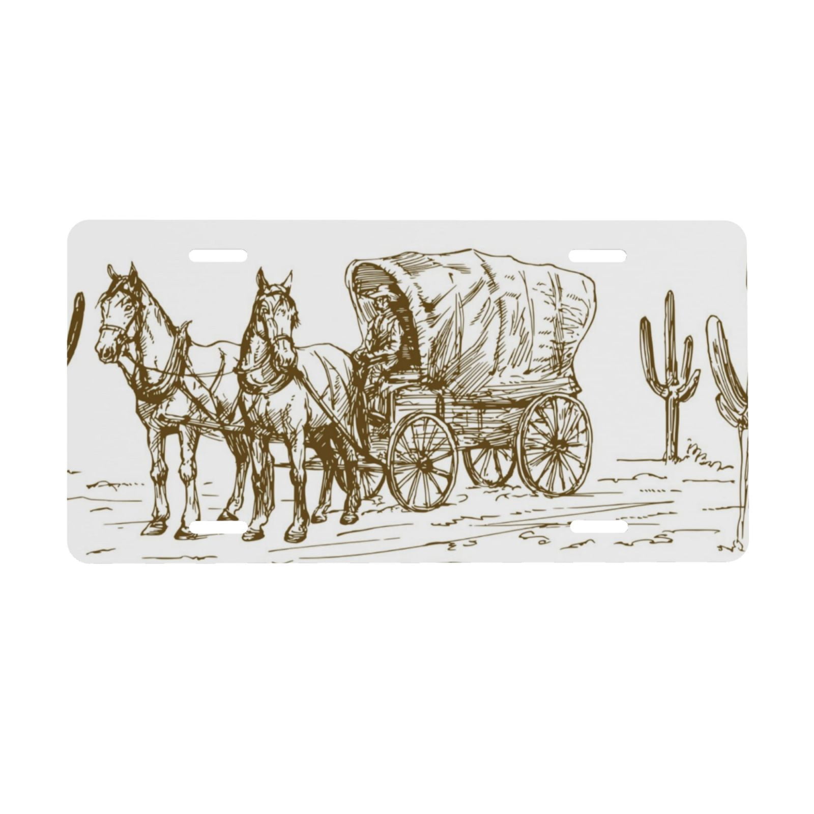 Easygdp Western Scenery With Old Wagon License Plate Car Front License ...