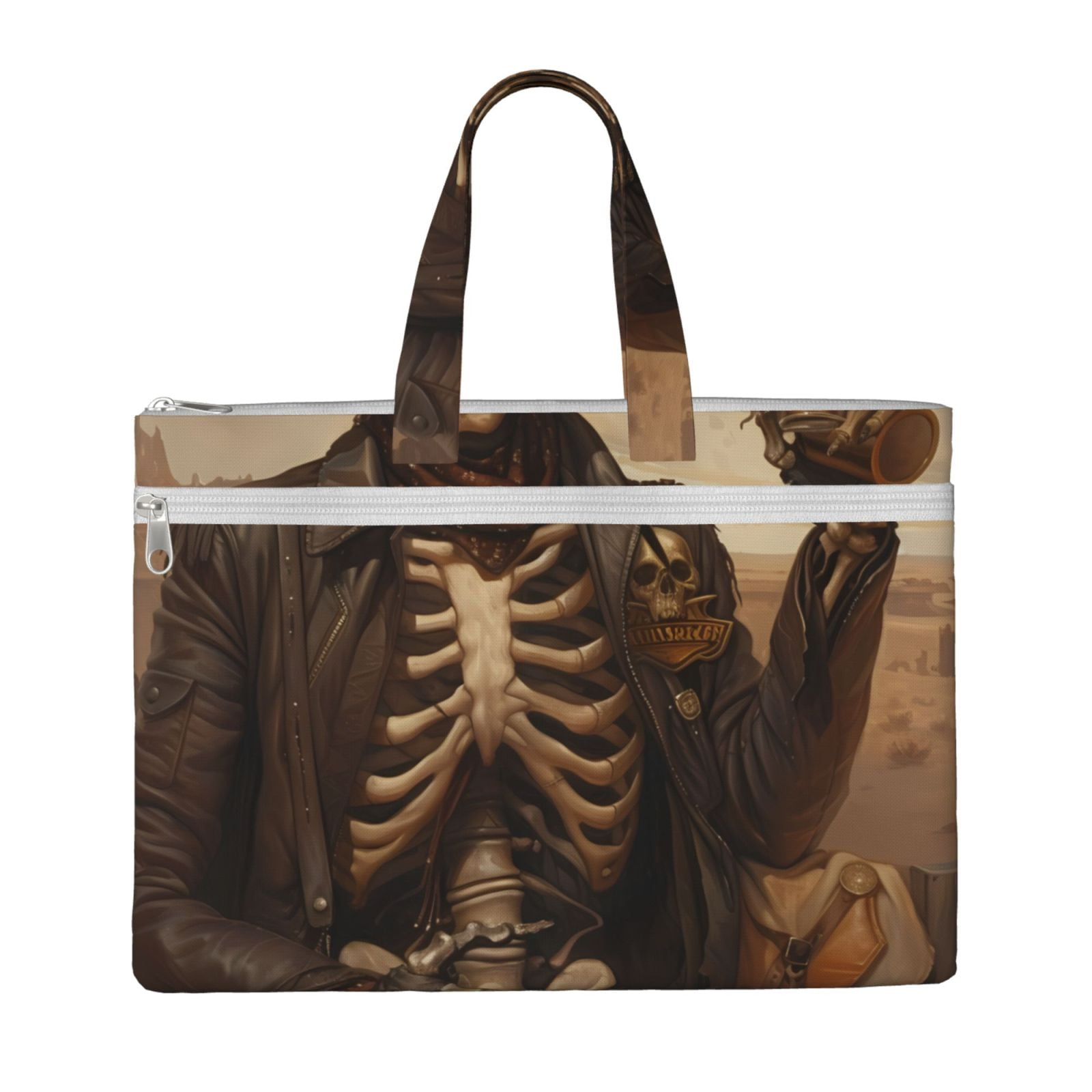 Easygdp Western Skull Cowboy Canvas Document Bag File Bag Handle ...