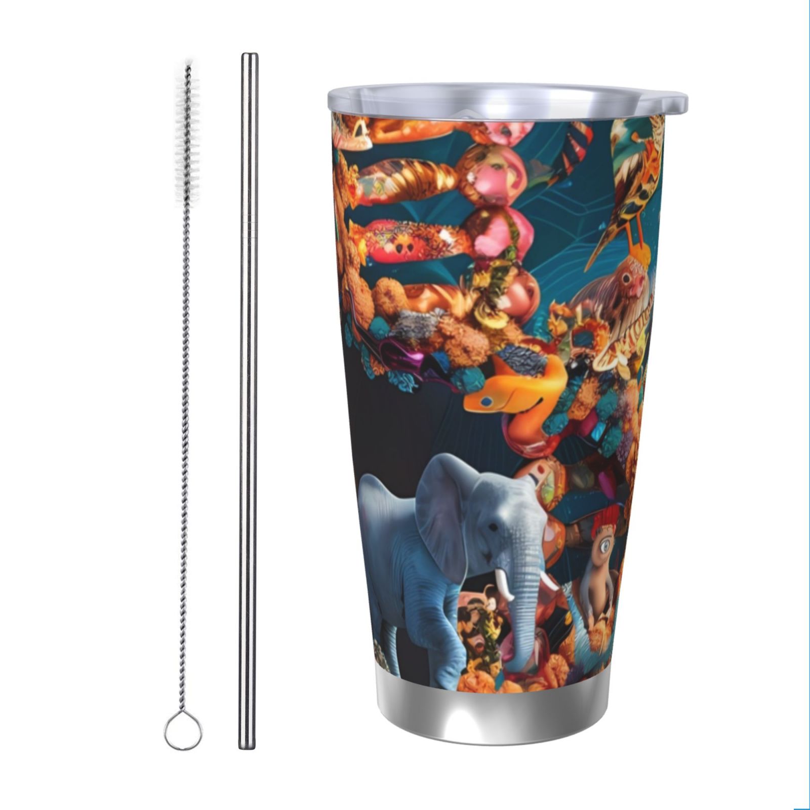 Easygdp Whimsical Animal Spiral 20oz Stainless Steel Vacuum Insulated ...