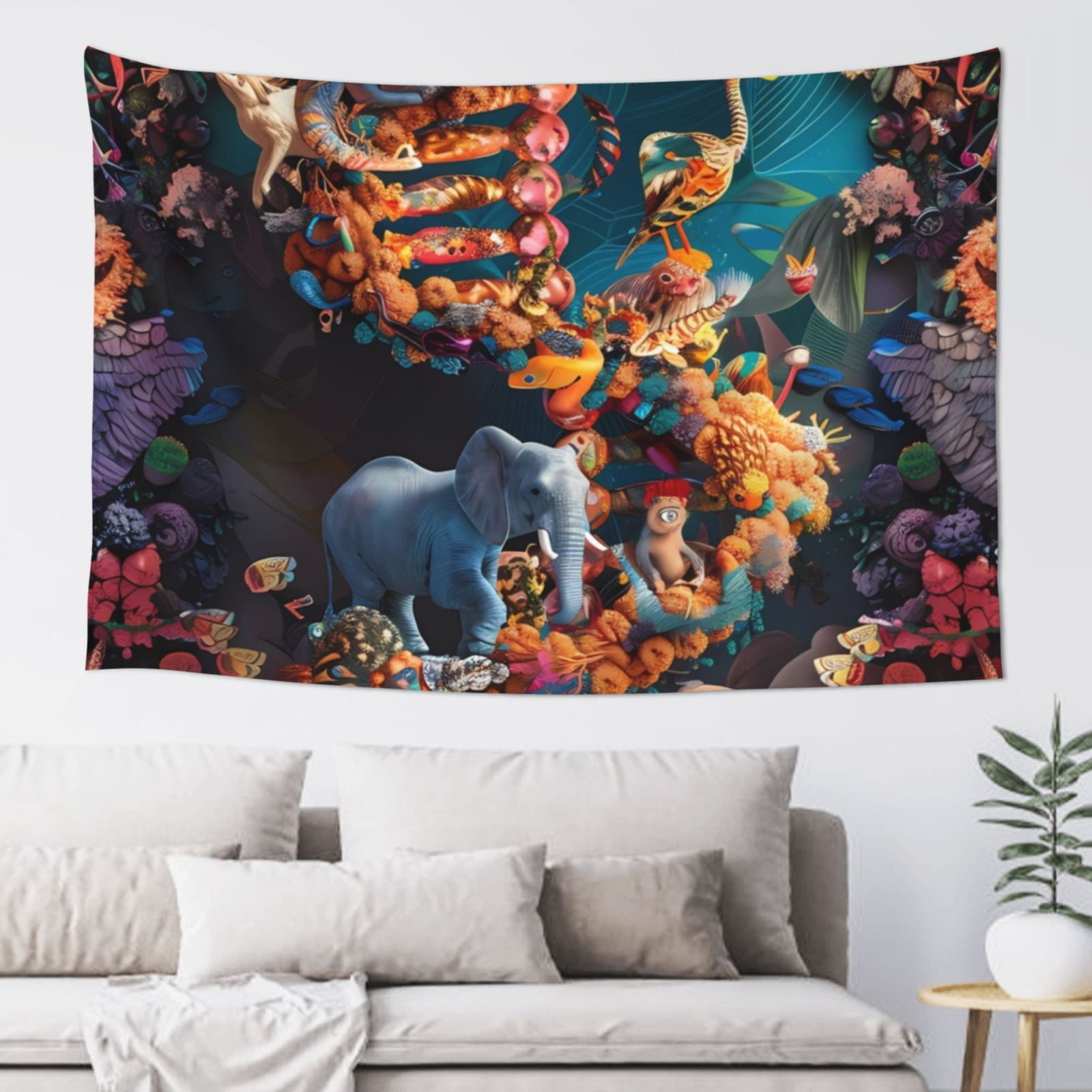 Easygdp Whimsical Animal Spiral Tapestry Wall Hanging, Wall Tapestries ...